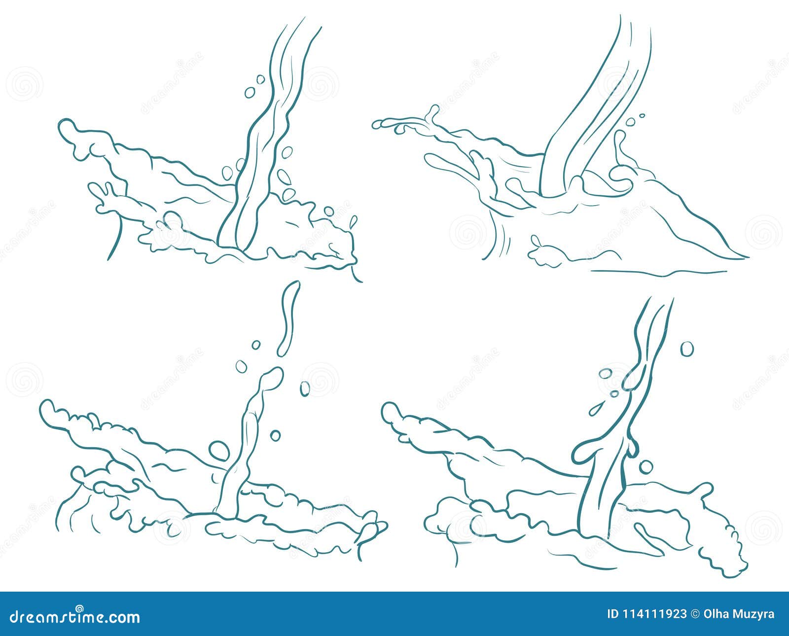 Set doodle splash and flow stock vector. Illustration of doodle - 114111923