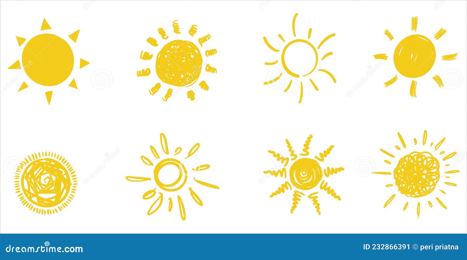 Set of Doodle Sun.Design Elements. Vector Illustration Stock Vector ...