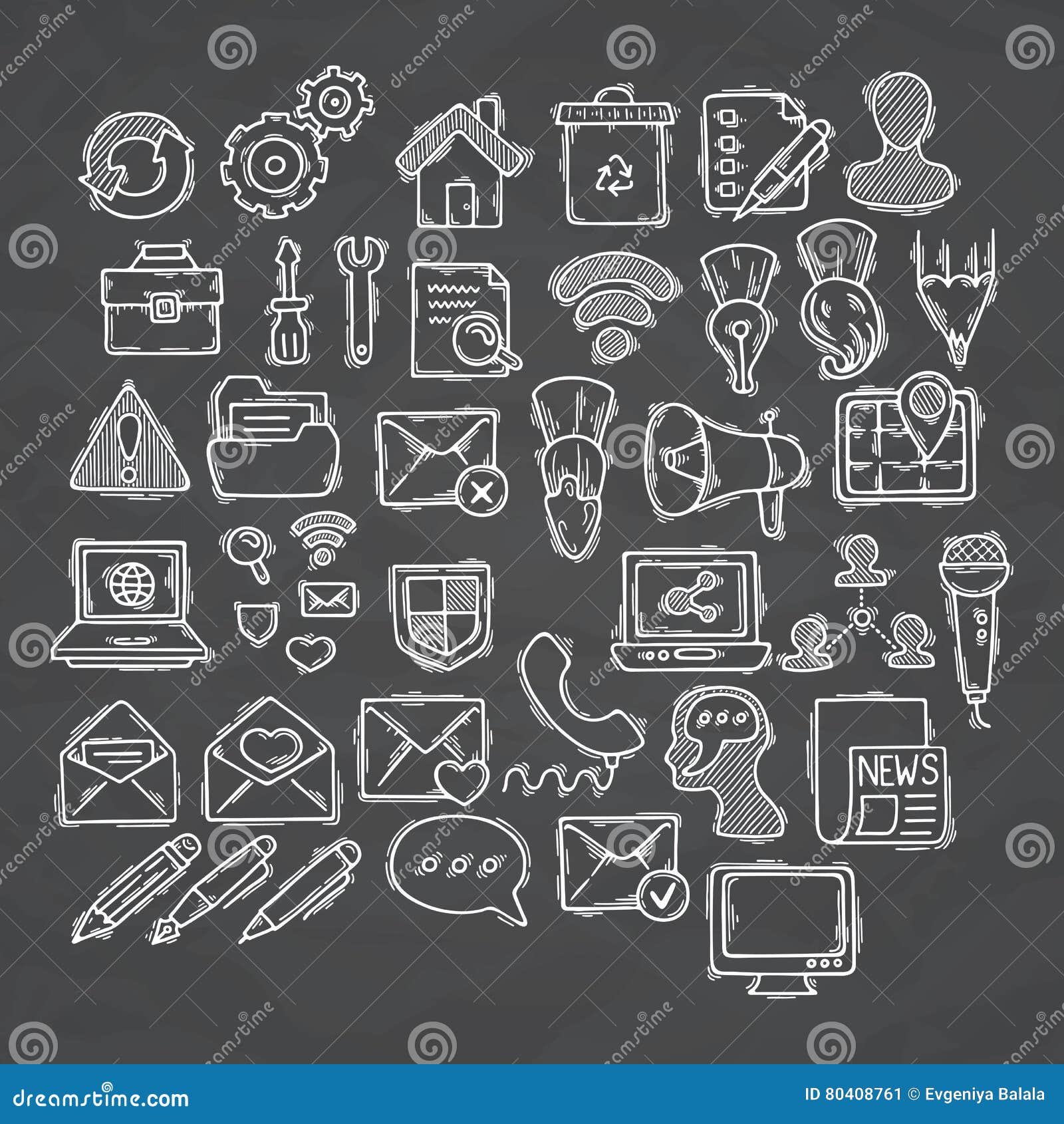 Set of Doodle Web, Computer and Drawing Icons. Stock Vector ...