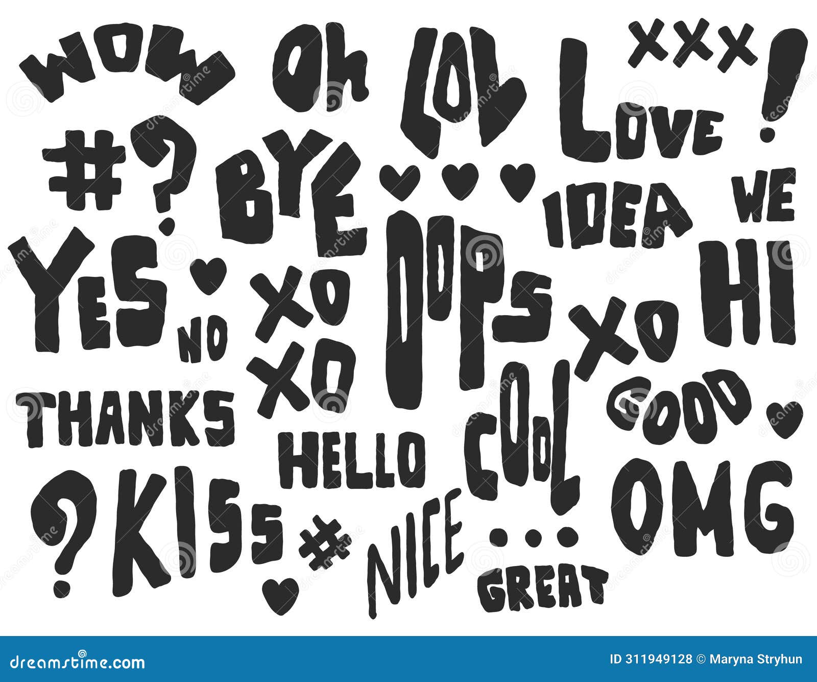 Yes No Doodle Words Icon Logo. Word Yes And No Text On Talk Speech ...