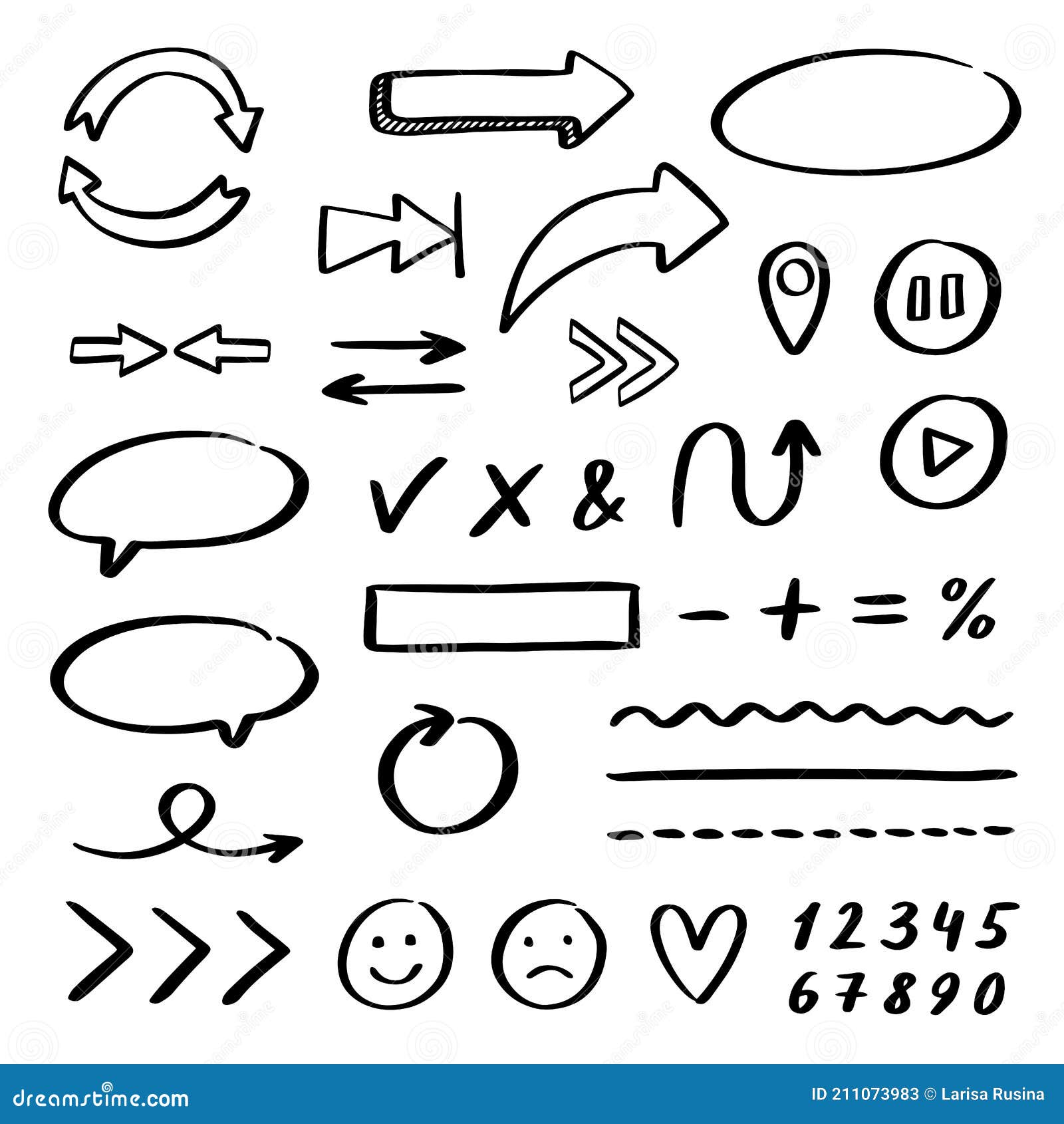 Set of doodles. stock illustration. Illustration of face - 211073983