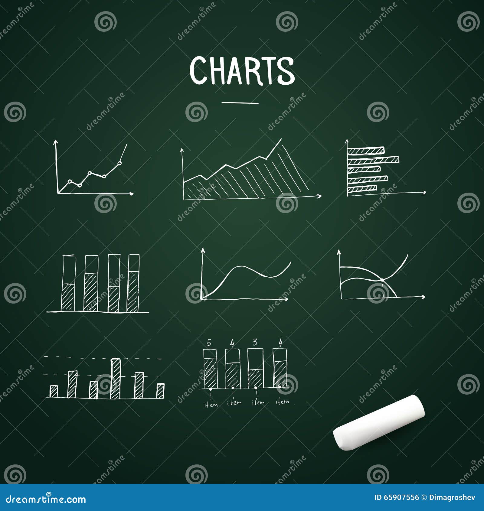 Set Of Doodles Charts With Yellow Pencil Stock Image | CartoonDealer ...