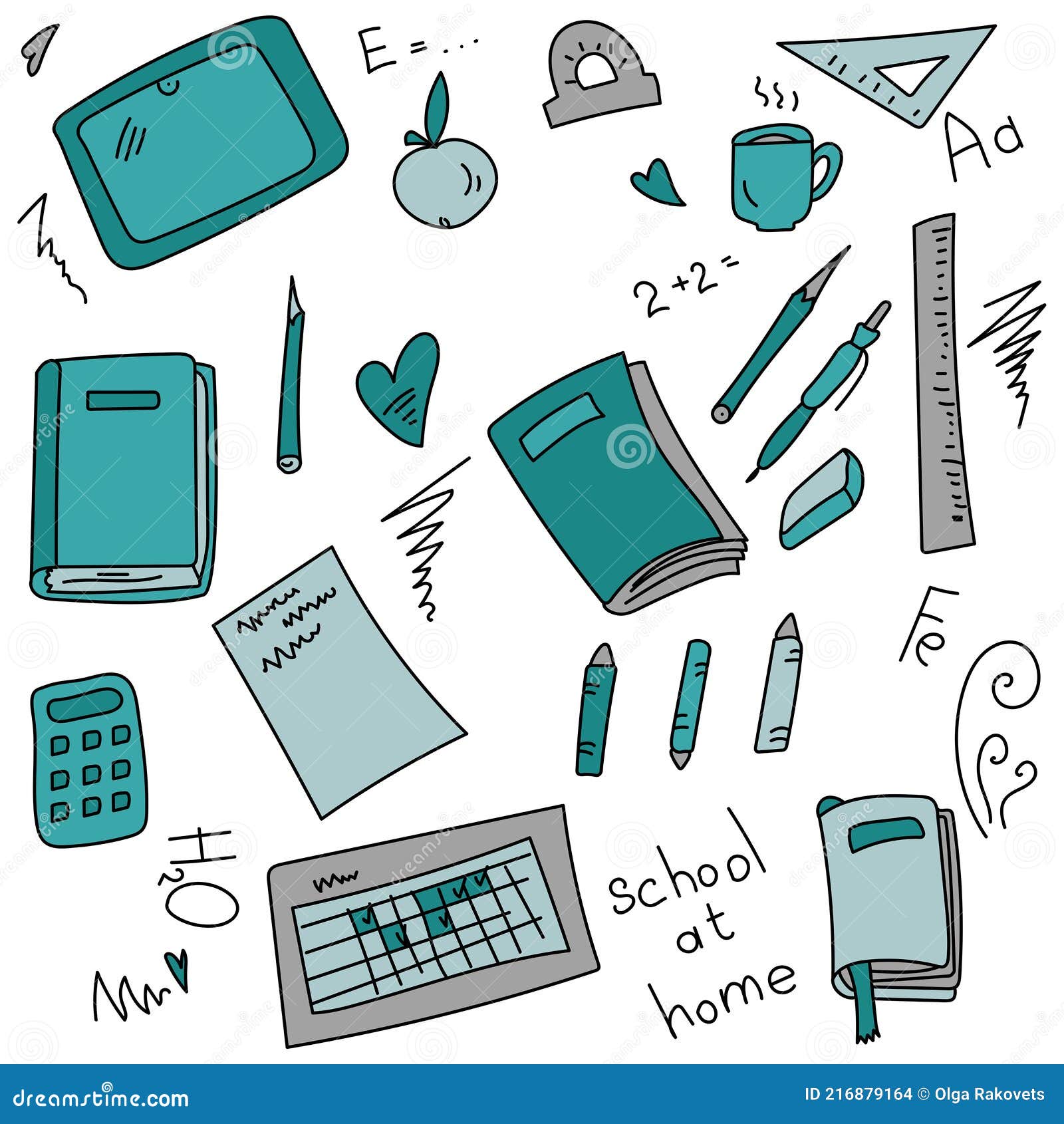 Set of Doodles on the Topic of Study, School Subjects and Formulas in ...