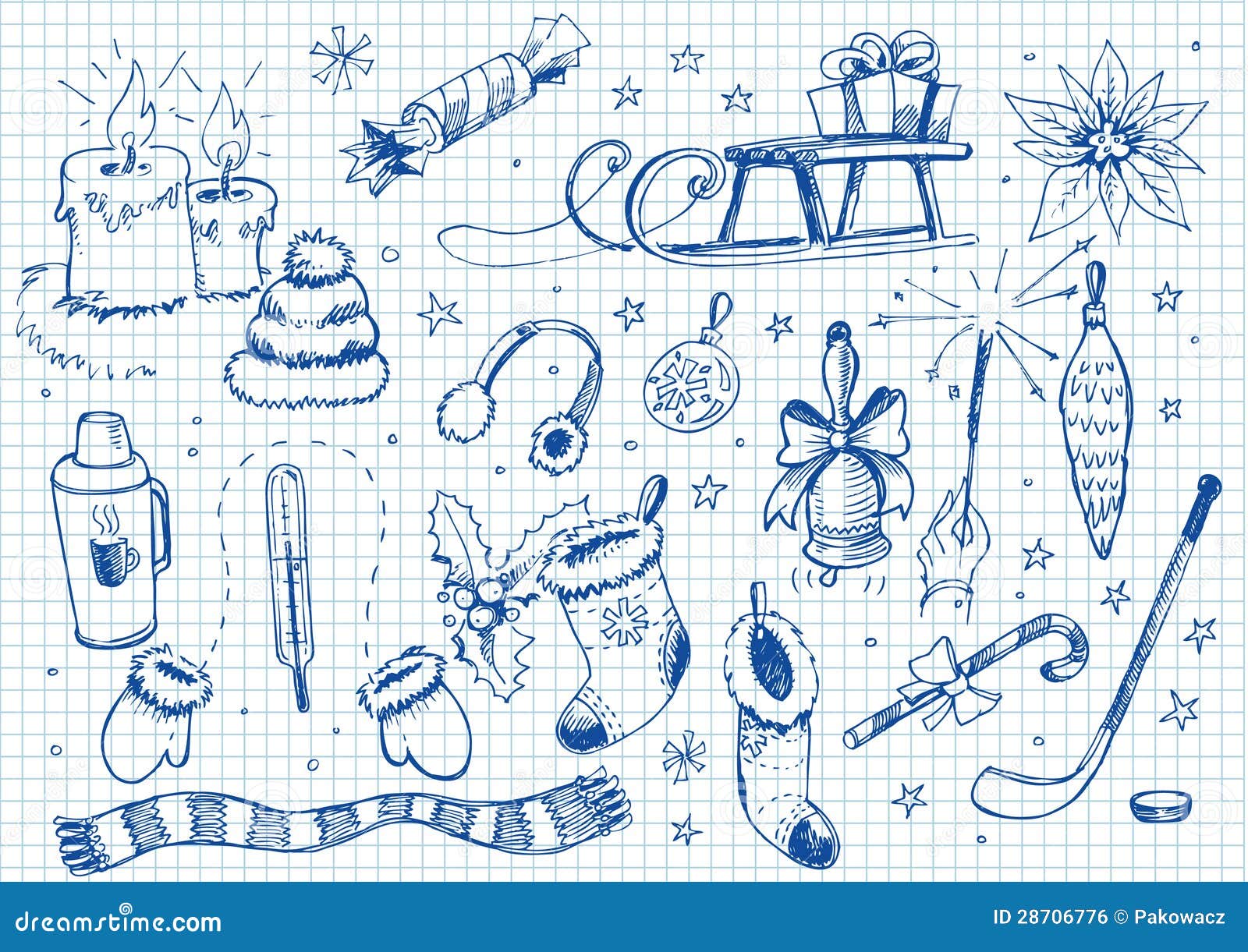 Set of doodles. winter stock vector. Illustration of icicle - 28706776