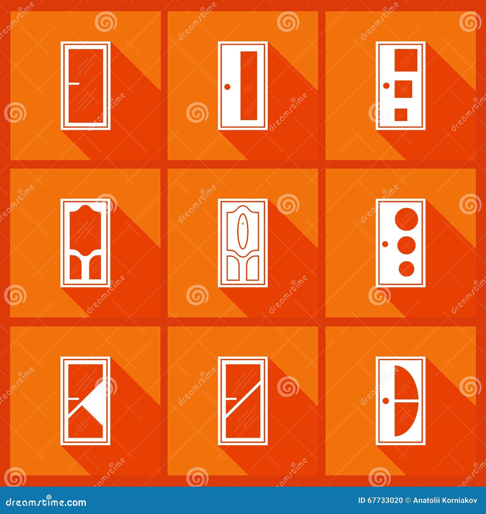 Set with door icons. stock vector. Illustration of glass - 67733020