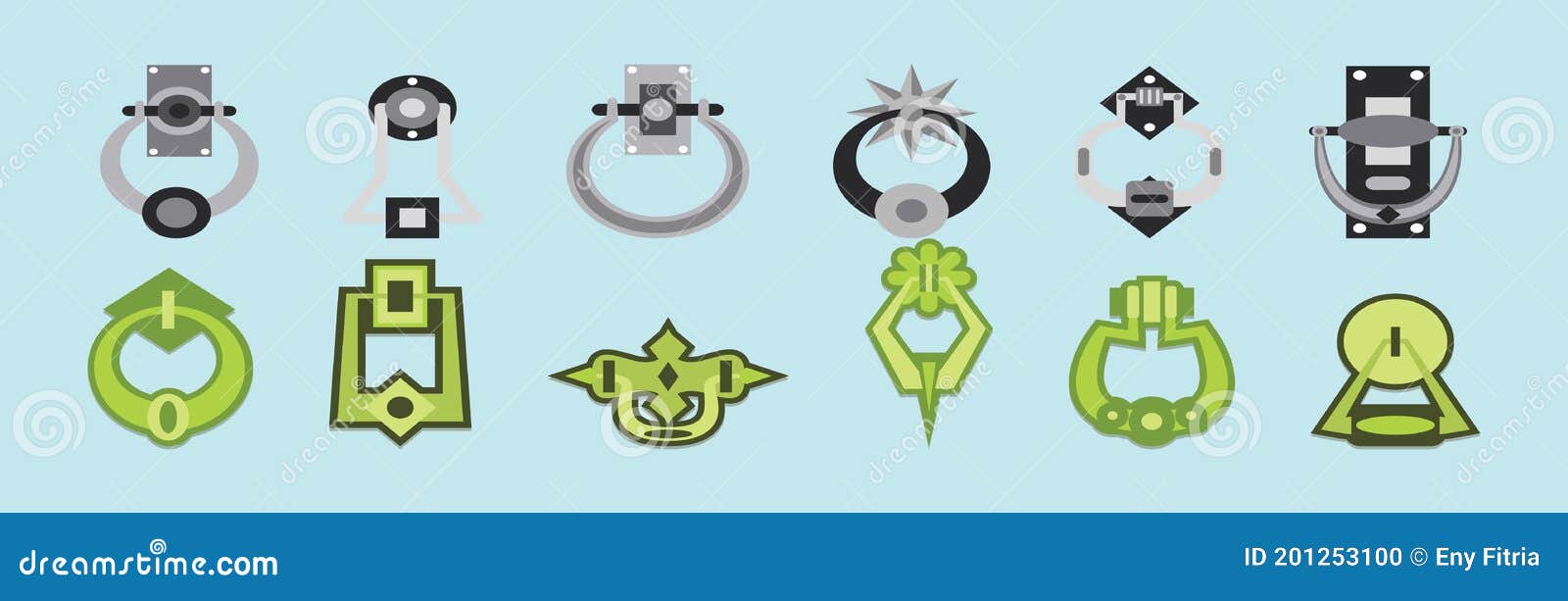 Set of Door Knocker. Cartoon Icon Design Template with Various Models ...