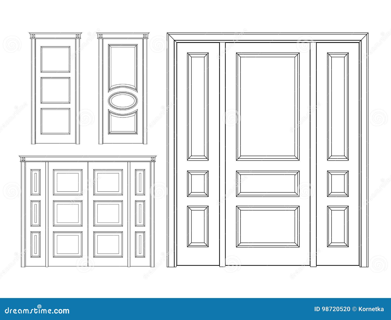 Set door Technical Drawing stock vector. Illustration of furniture ... Set door Technical Drawing stock vector. Illustration of furniture ...
