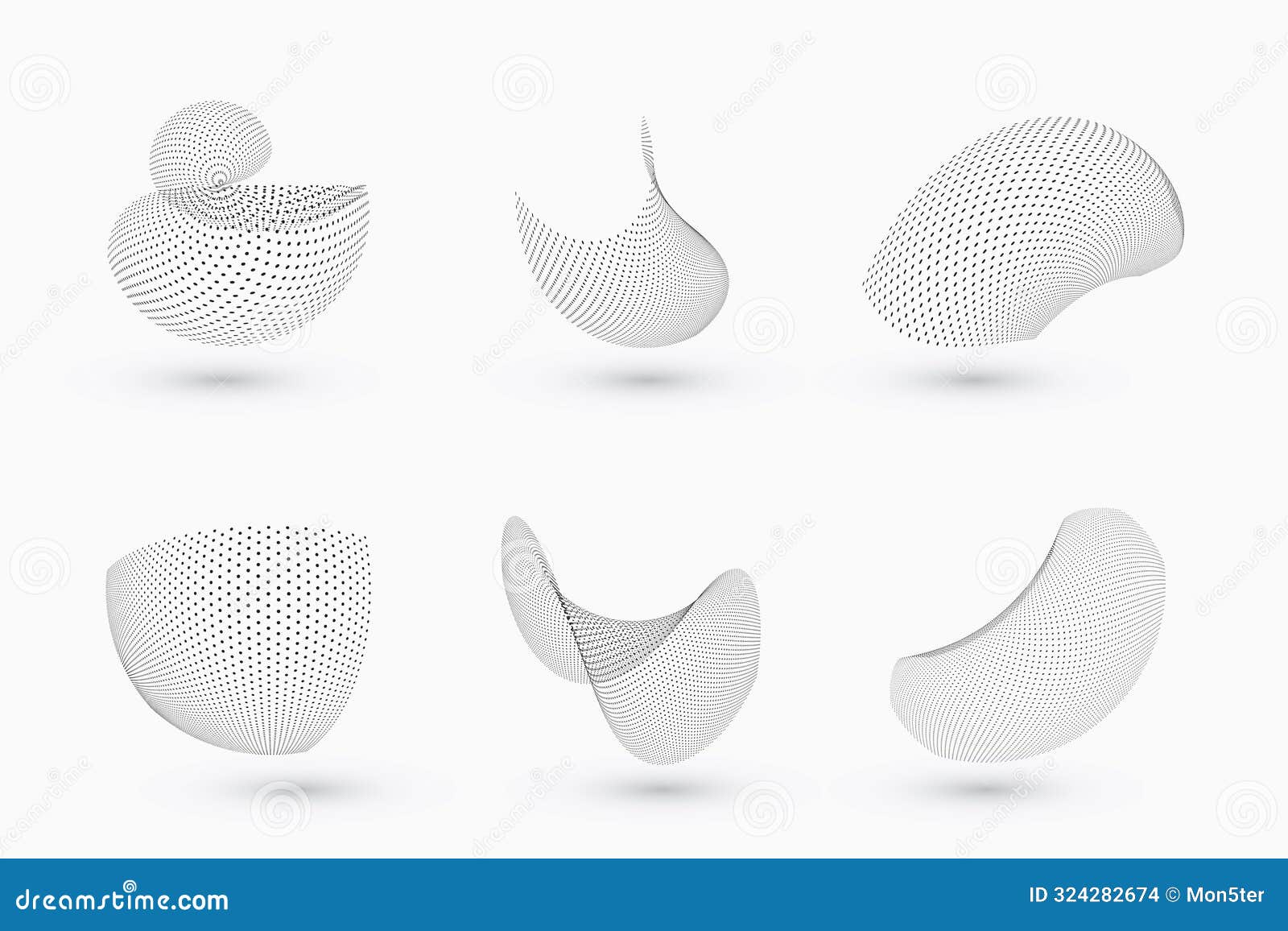 Set of Dotted Abstract Shapes. Stock Illustration - Illustration of ...