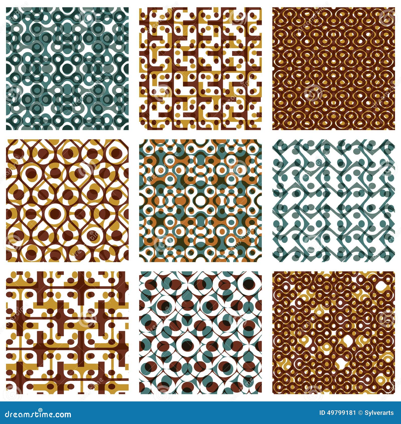 Set of Dotted Seamless Patterns with Rings, Brown Polka Dot Tile Stock ...
