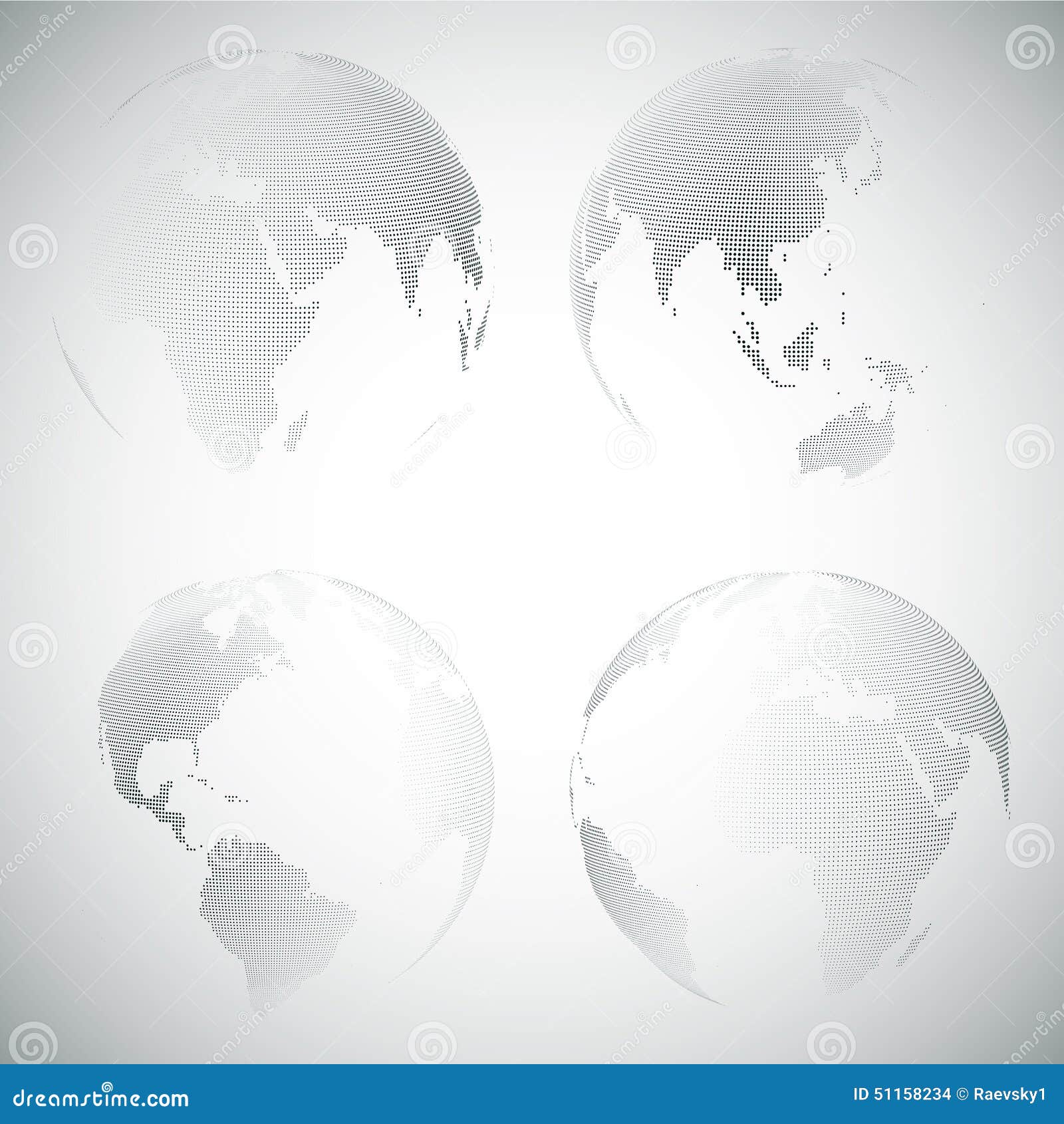 Set of Dotted World Globes, Light Design Vector Stock Vector ...