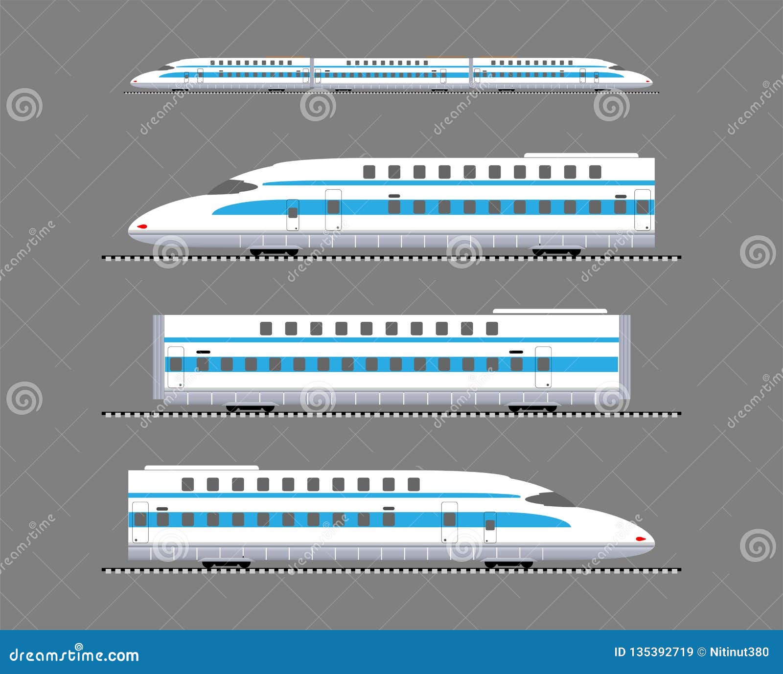 Set of Double Deck High Speed Train Vector Stock Illustration ...