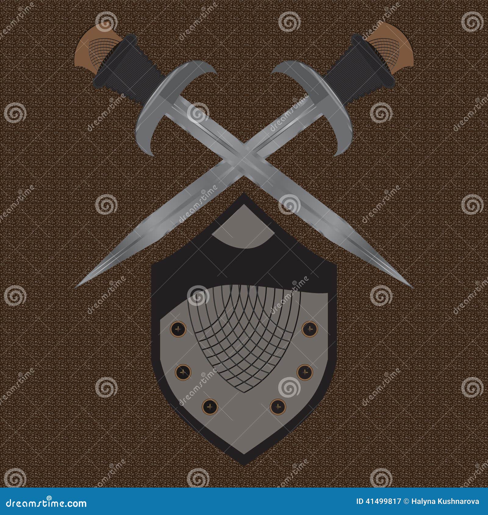 A Set of Double-edged Swords Medieval Shield Stock Vector ...
