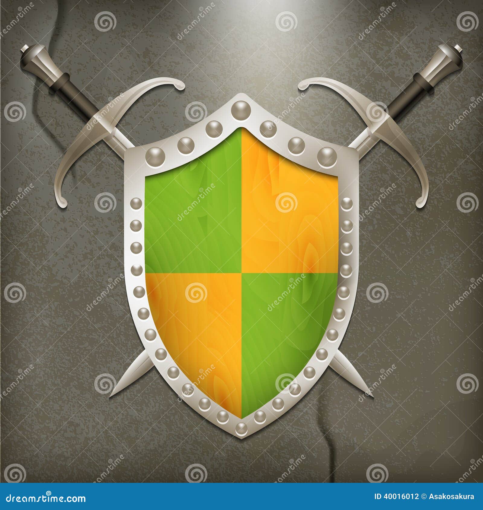 A Set of Double-edged Swords Medieval Shield Stock Vector ...