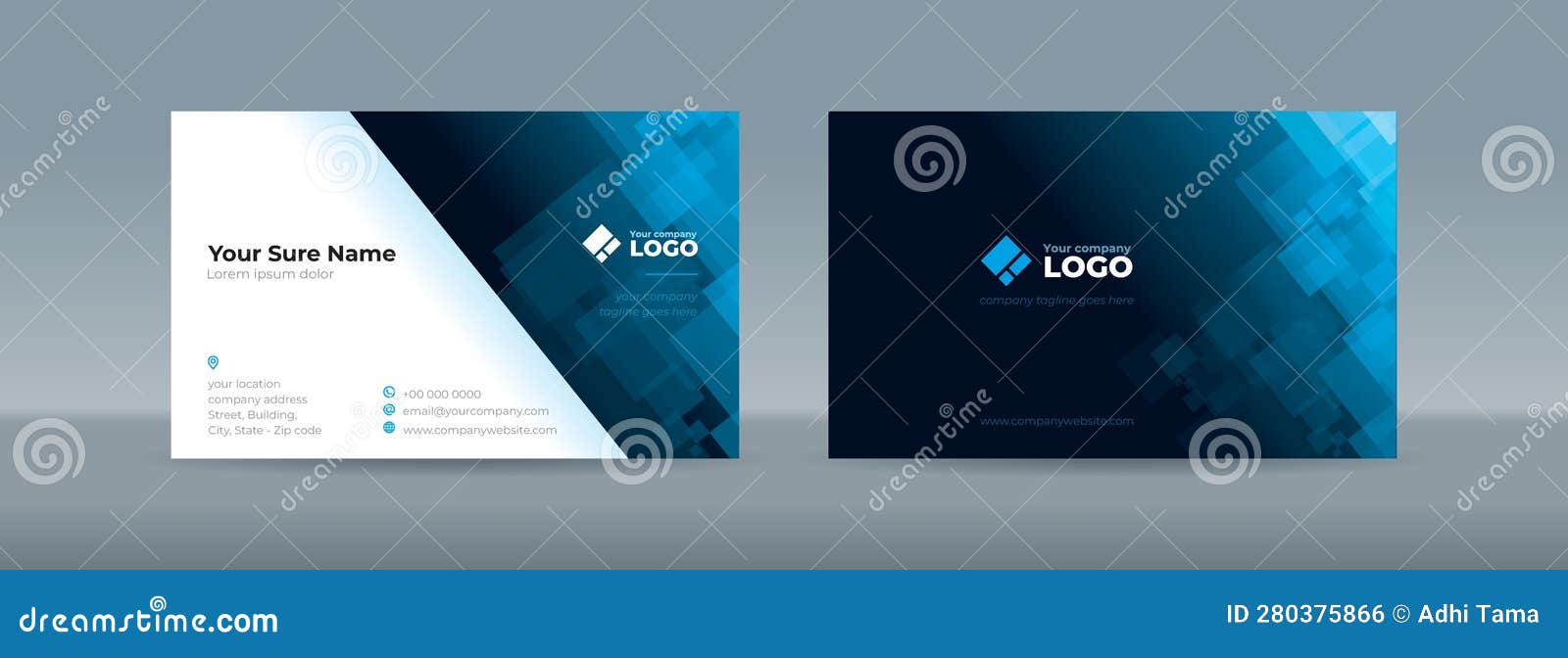 Double Sided Business Card Templates with Random Transparent Rectangle ...
