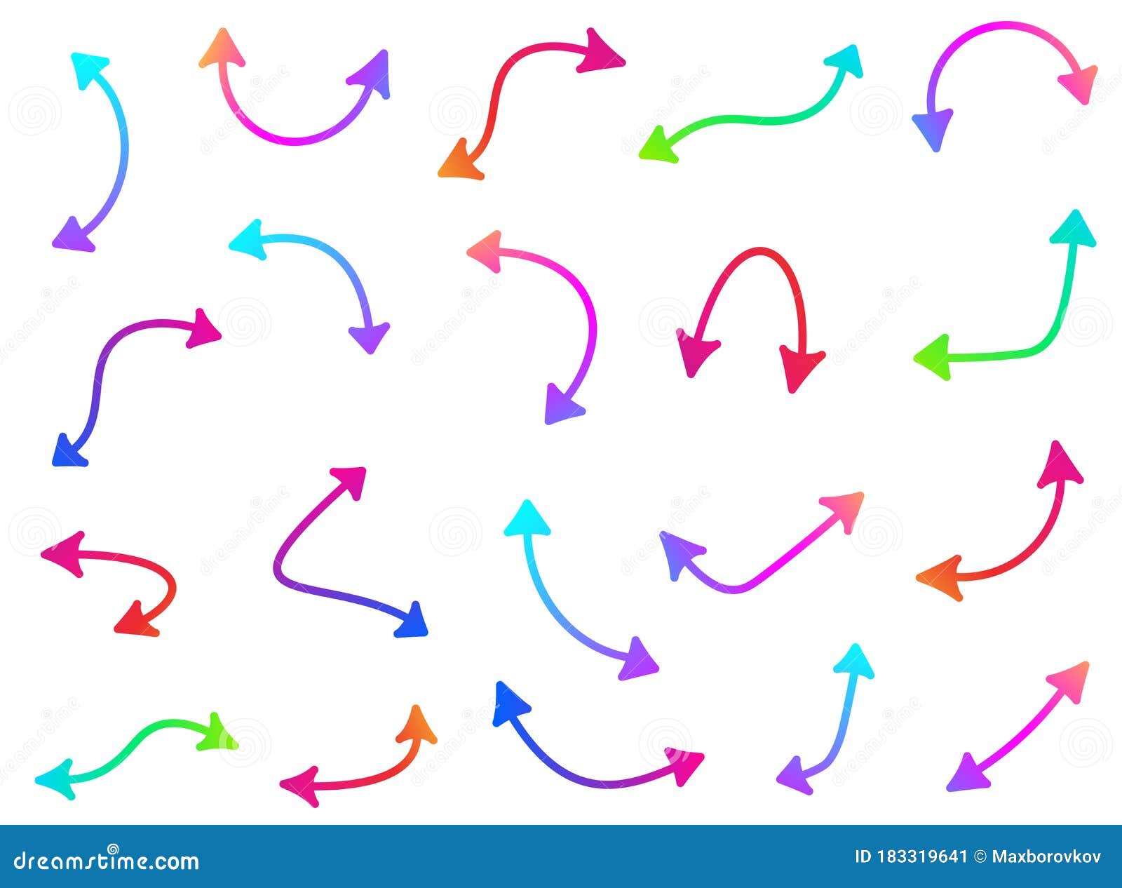 Set Of Thin Double Sided Isolated Arrows Vector Illustration ...