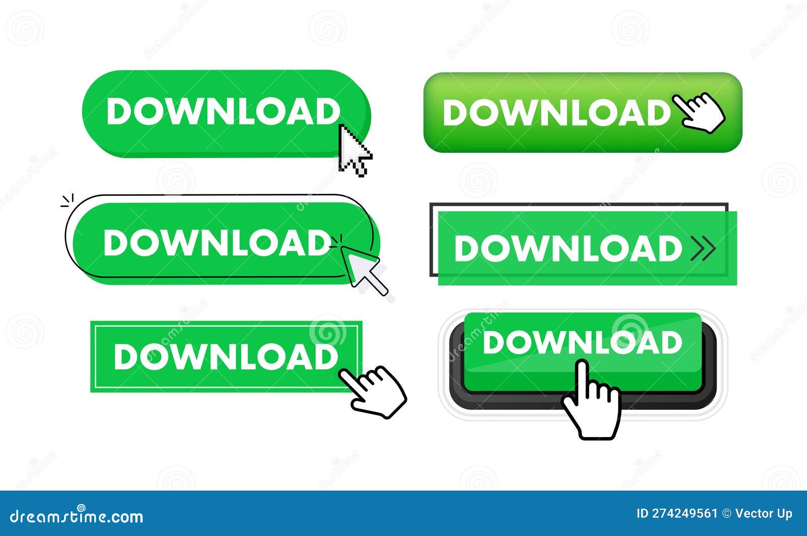 Set of Download Button. Hand Pointer Clicking Stock Vector ...