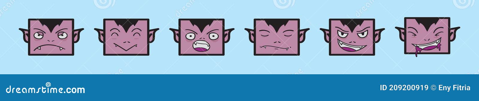 Set of Dracula Cartoon Design Template with Various Models. Vector ...