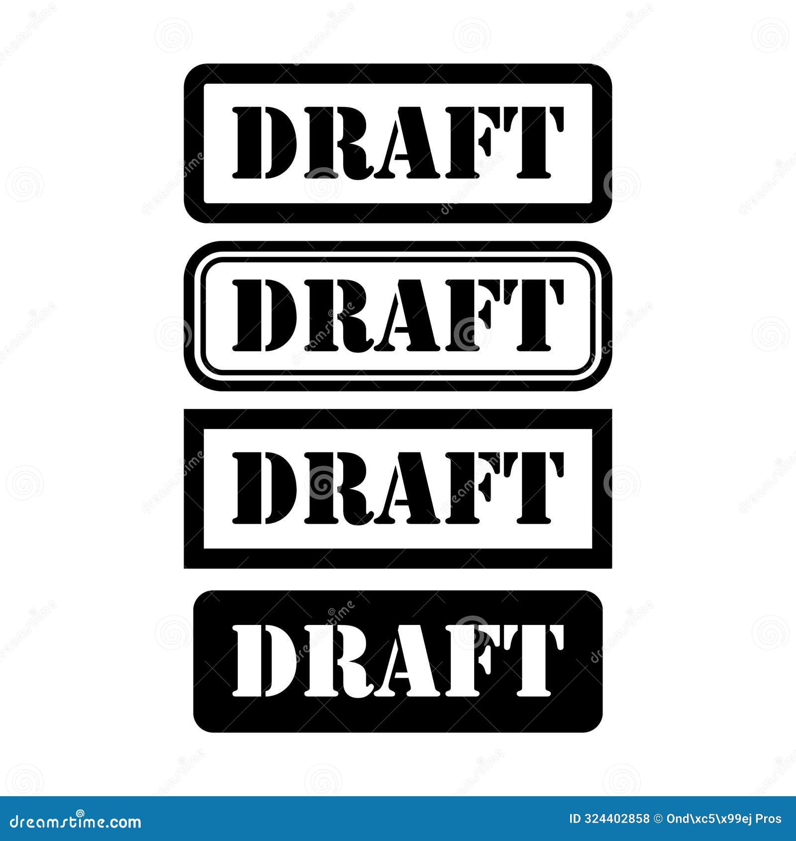 Set of Draft Stamp Symbol, Label Sticker Sign Button, Text Banner ...