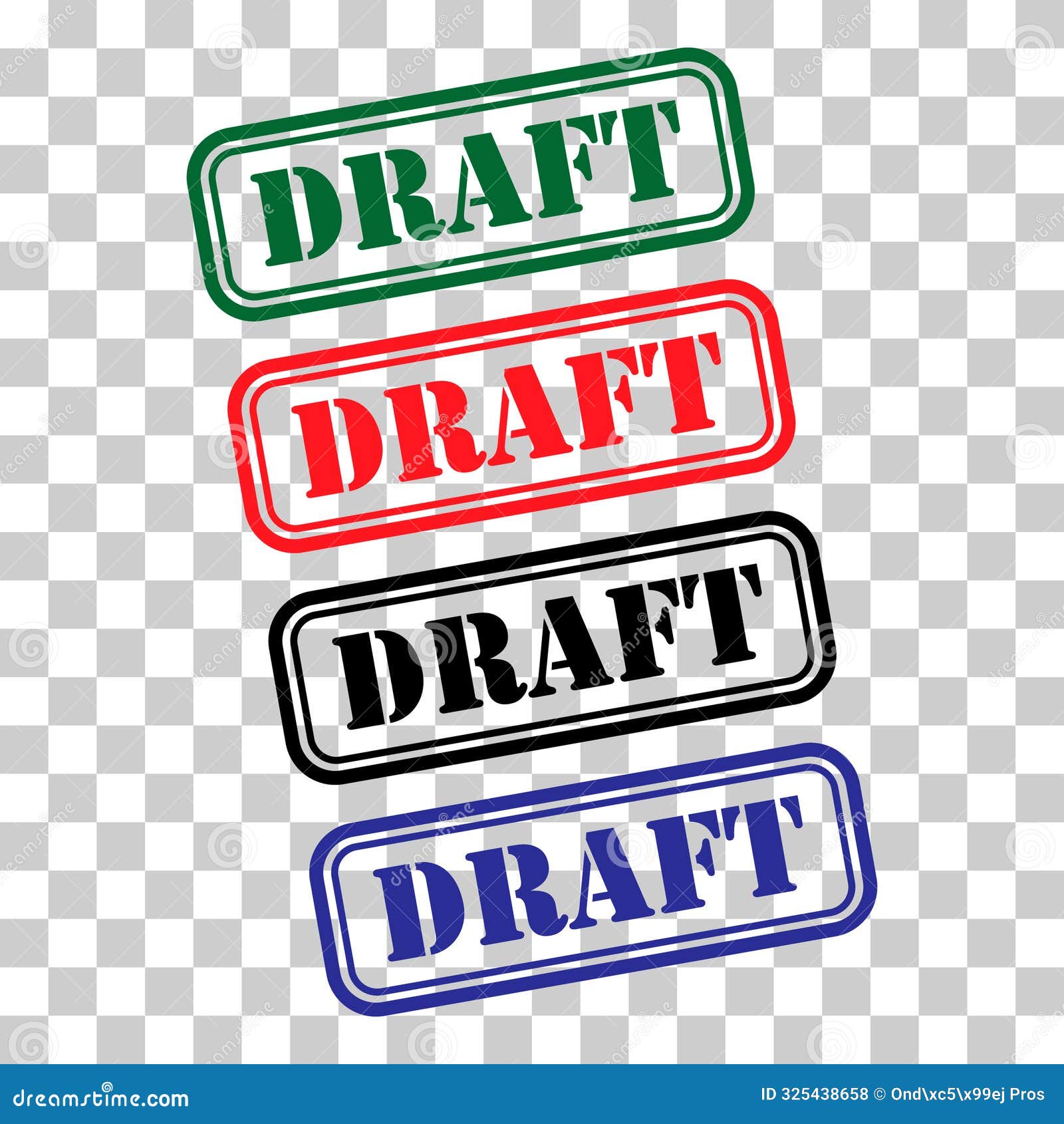 Set of Draft Stamp Symbol, Label Sticker Sign Button, Text Banner ...