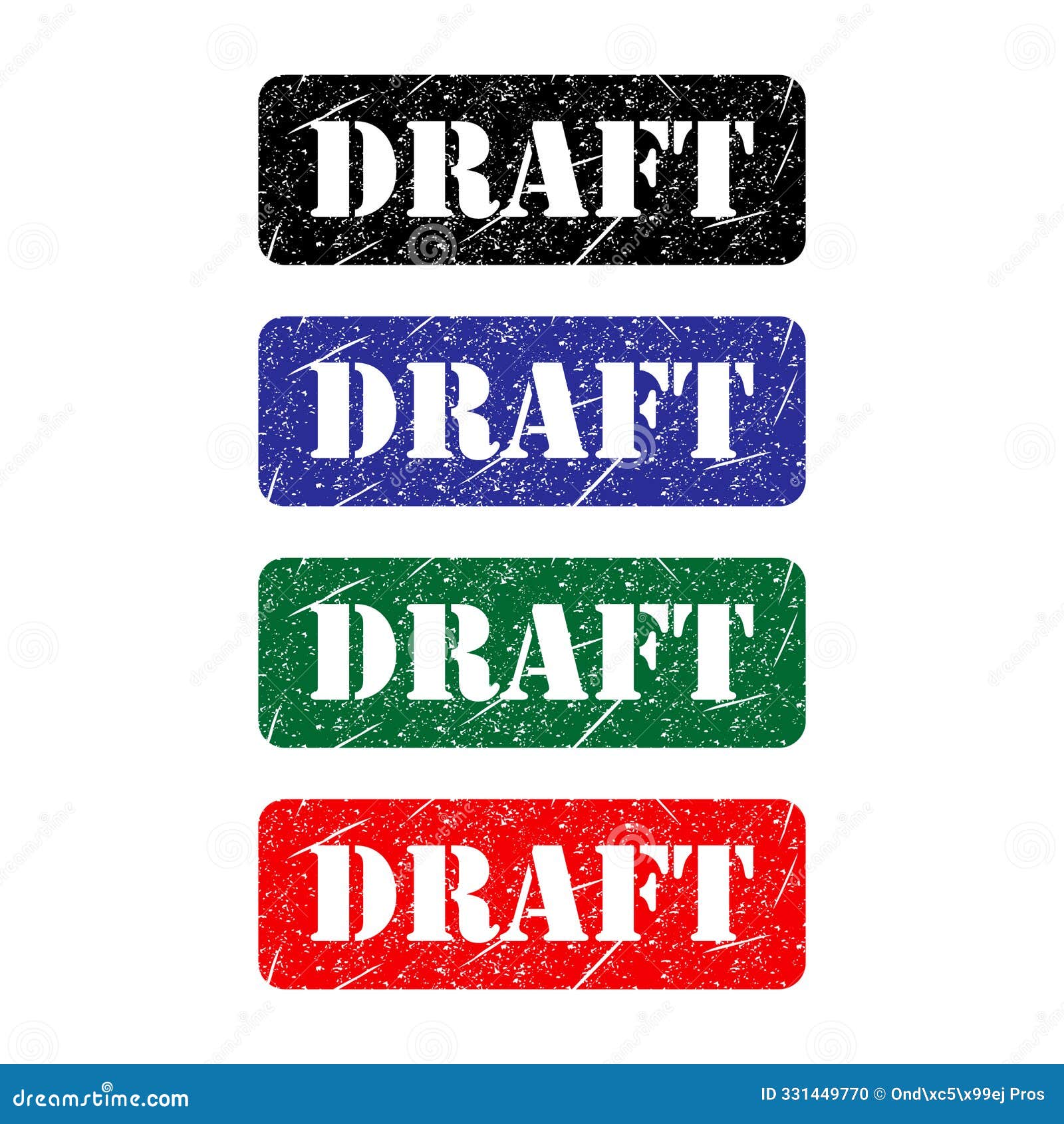 Set of Draft Stamp Symbol, Label Sticker Sign Button, Text Banner ...