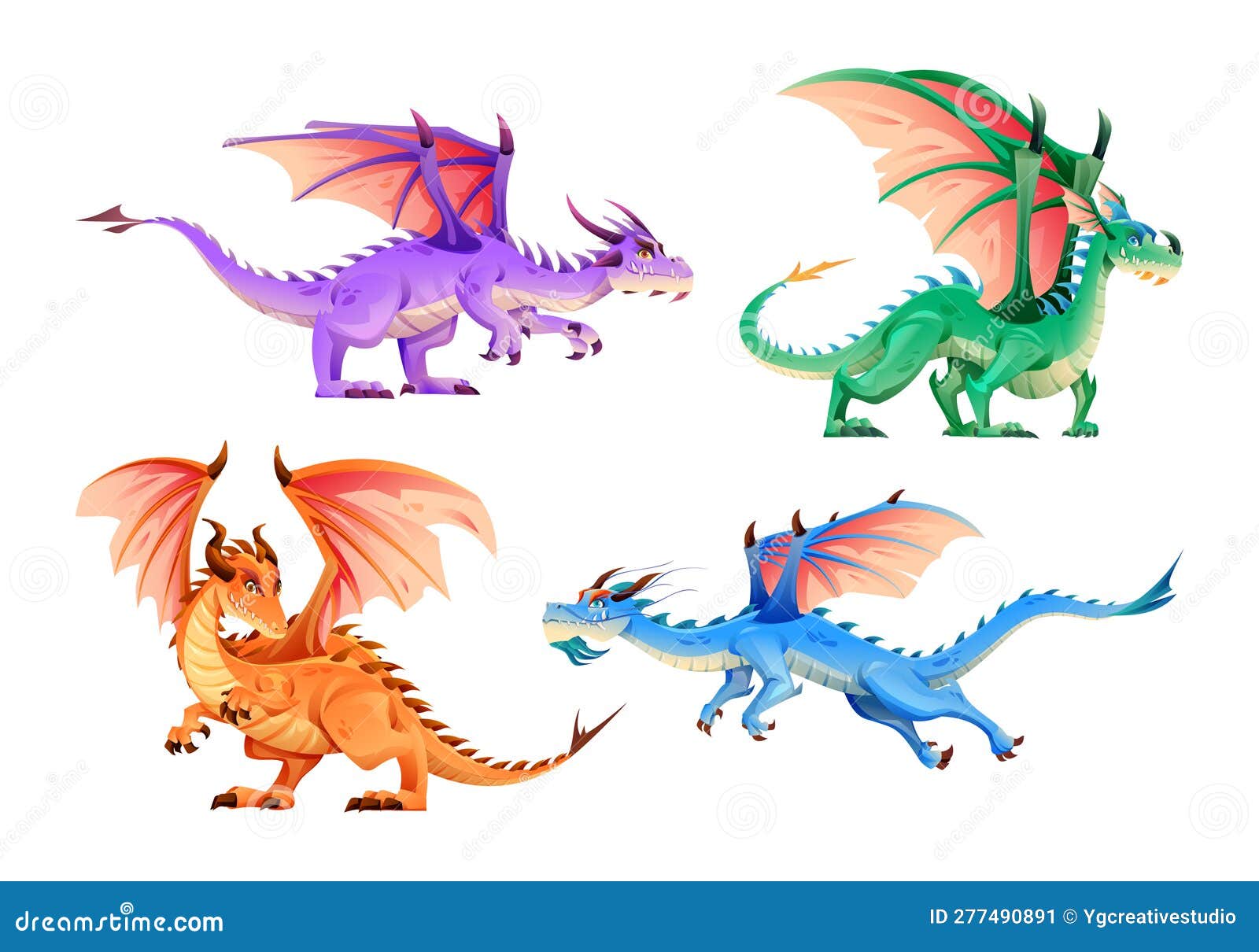 Set of dragon characters stock vector. Illustration of medieval - 277490891