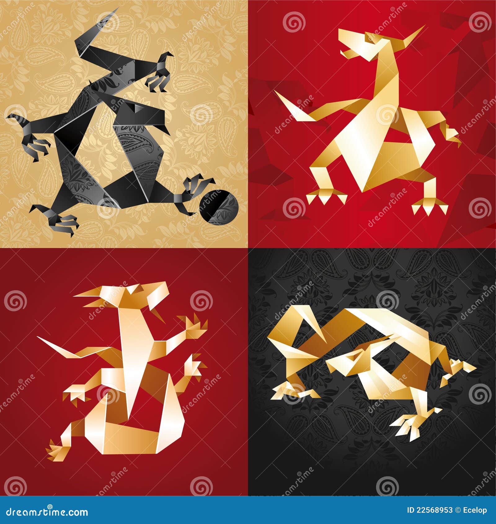 Dragon Origami Illustration, Drawing, Engraving, Ink, Line Art, Vector ...