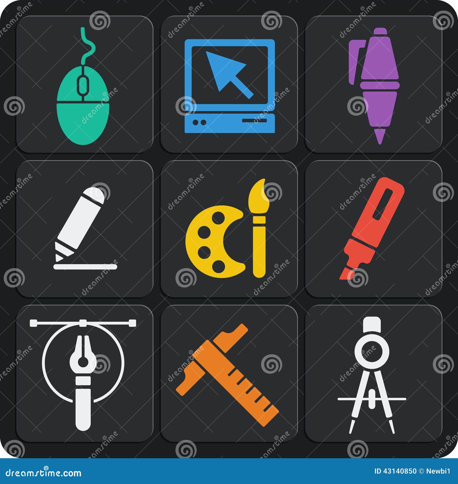 Set of 9 Draw Web and Mobile Icons. Vector. Stock Vector - Illustration ...