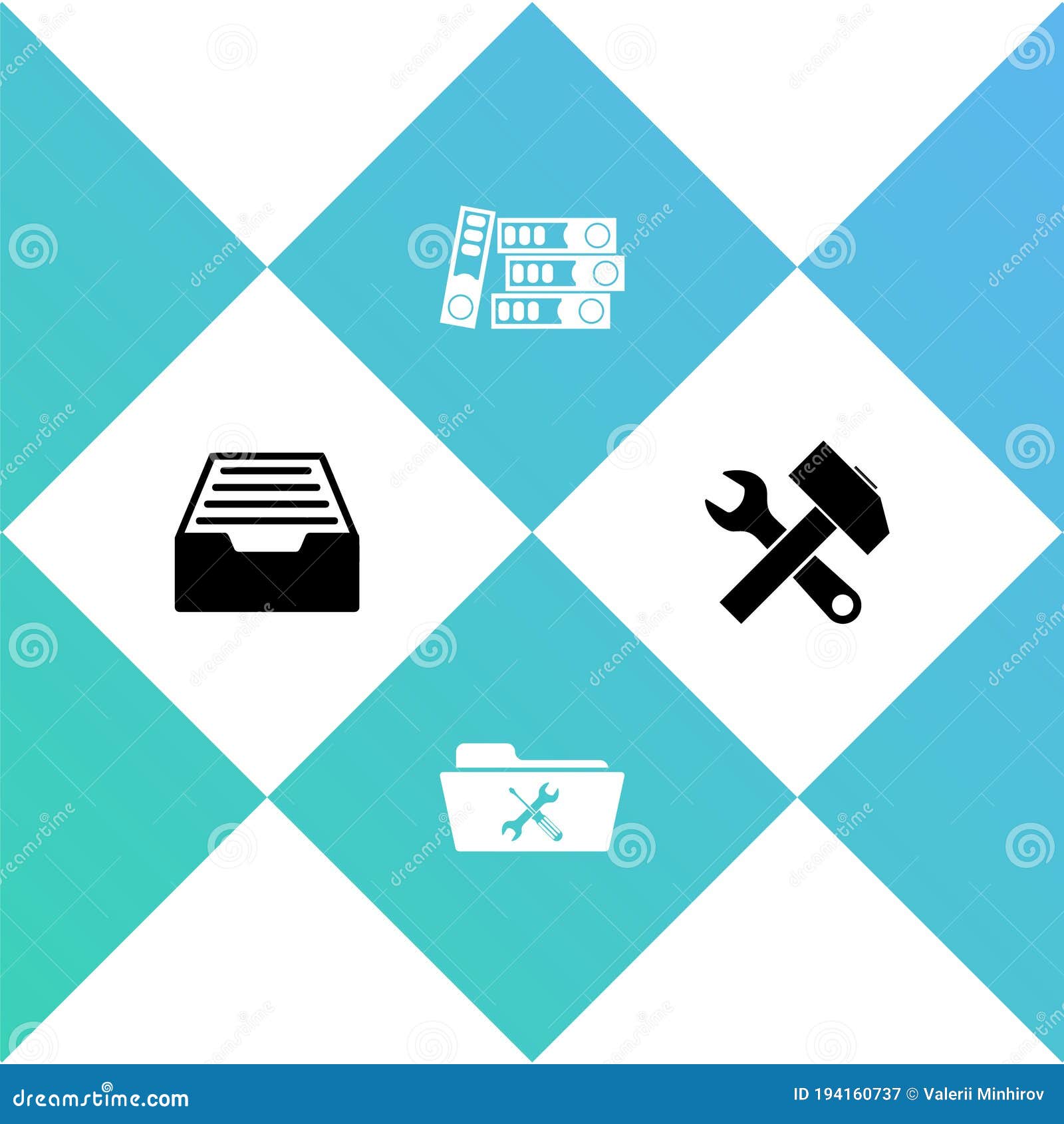 Set Drawer with Documents, Folder Service, Office Folders and Crossed ...