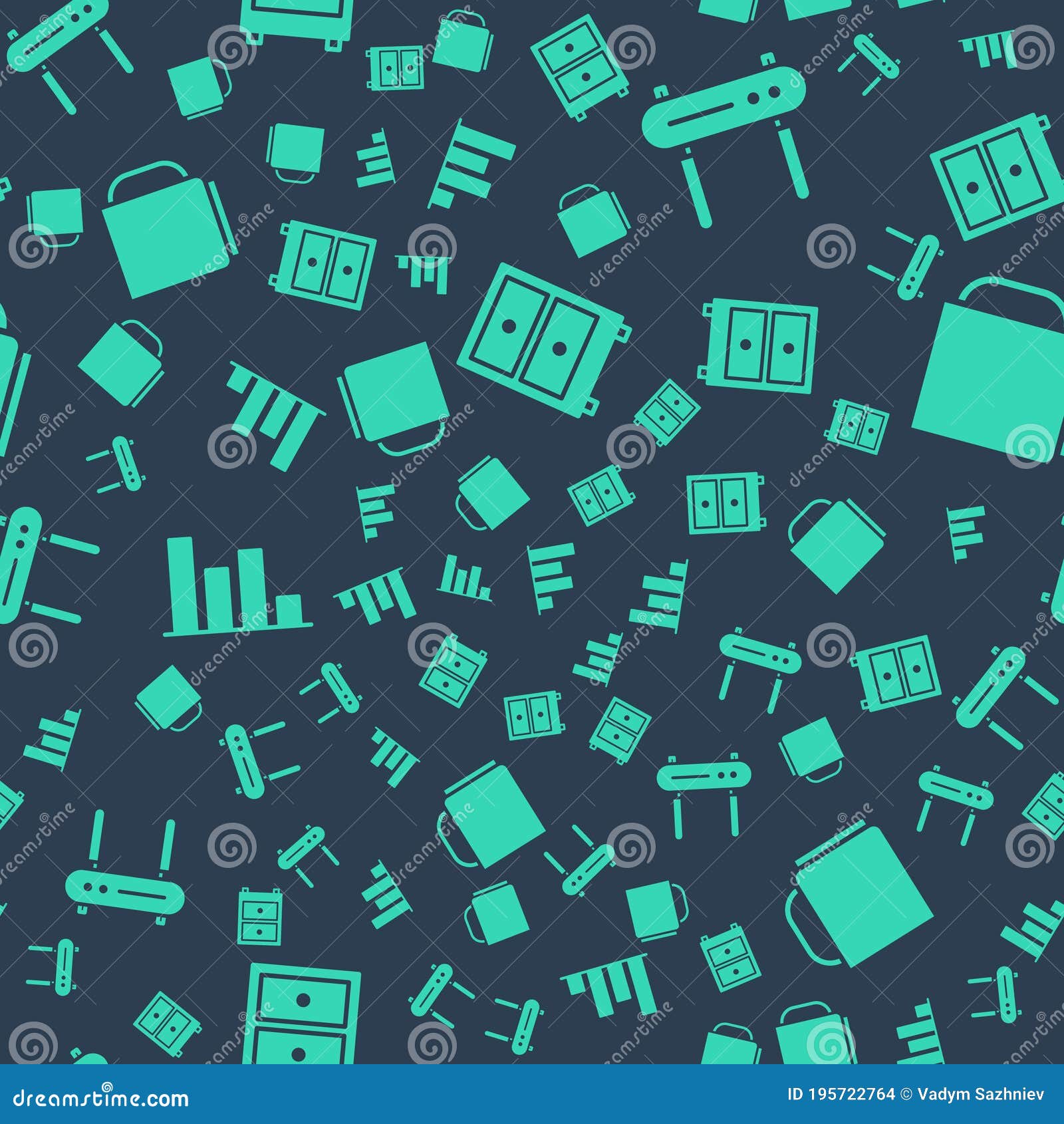 Set Drawer with Documents, Router and Wi-fi Signal, Pie Chart ...