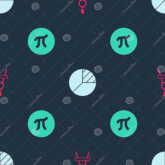 Set Drawing Compass, Pie Chart Infographic and Symbol on Seamless ...