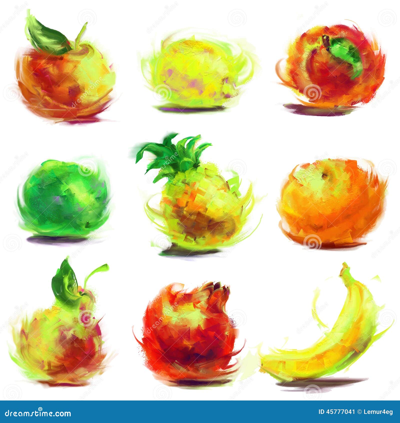 Set of drawing fruit stock illustration. Illustration of banana - 45777041