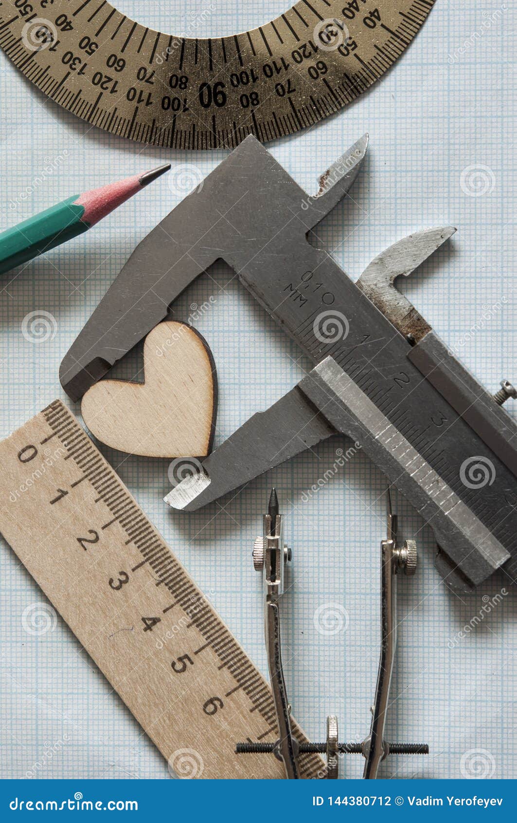 Set of Drawing Instrument and Rulers on Graph Paper Stock Photo - Image ...