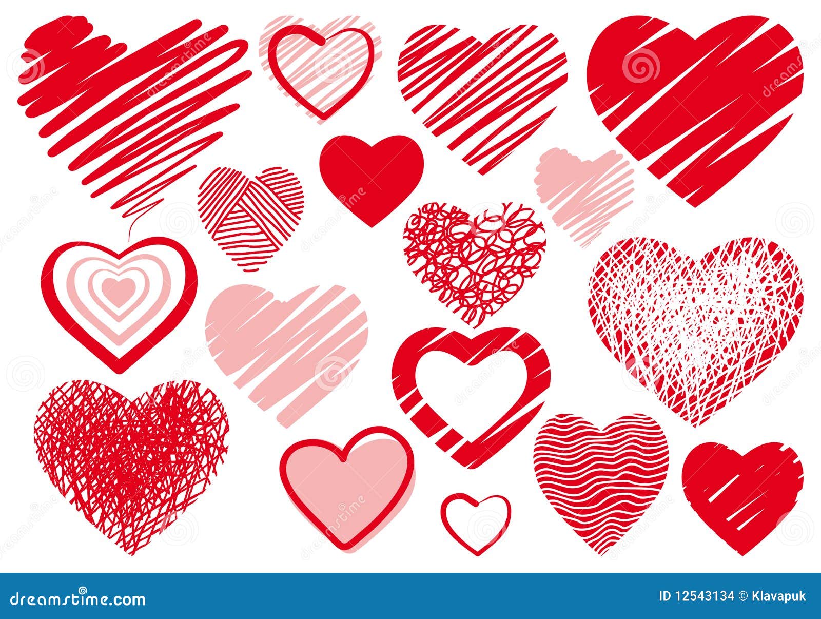 Set drawings heart stock vector. Illustration of design - 12543134