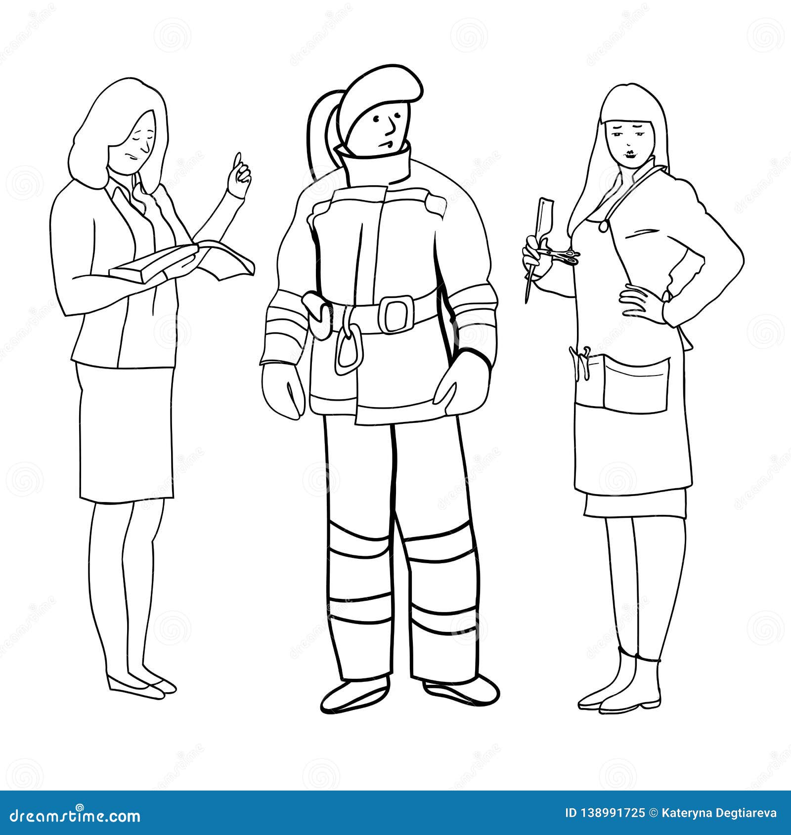 Female professions stock illustration. Illustration of lady - 138991725
