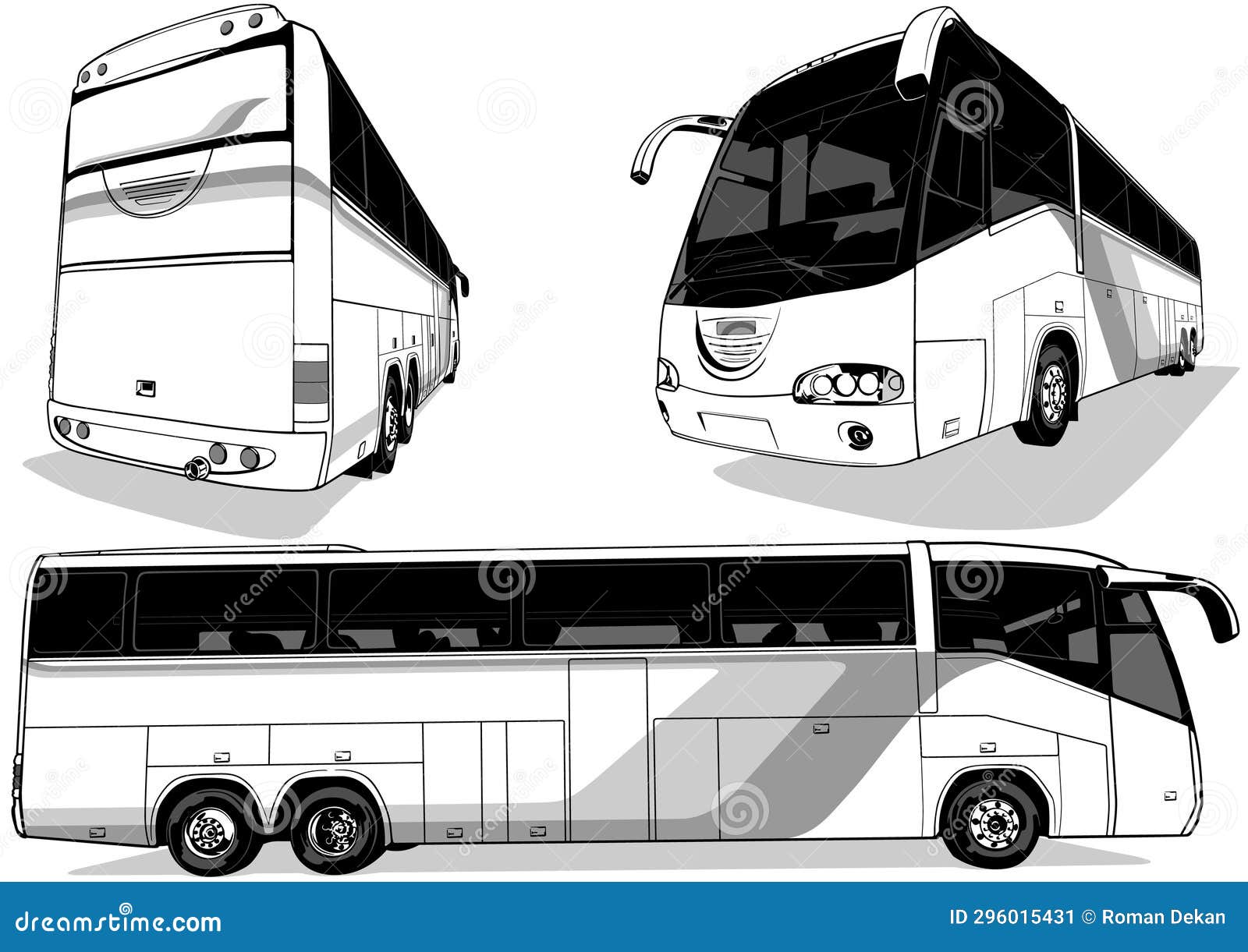 Set of Drawings of a Intercity Bus from Three Views Stock Vector ...