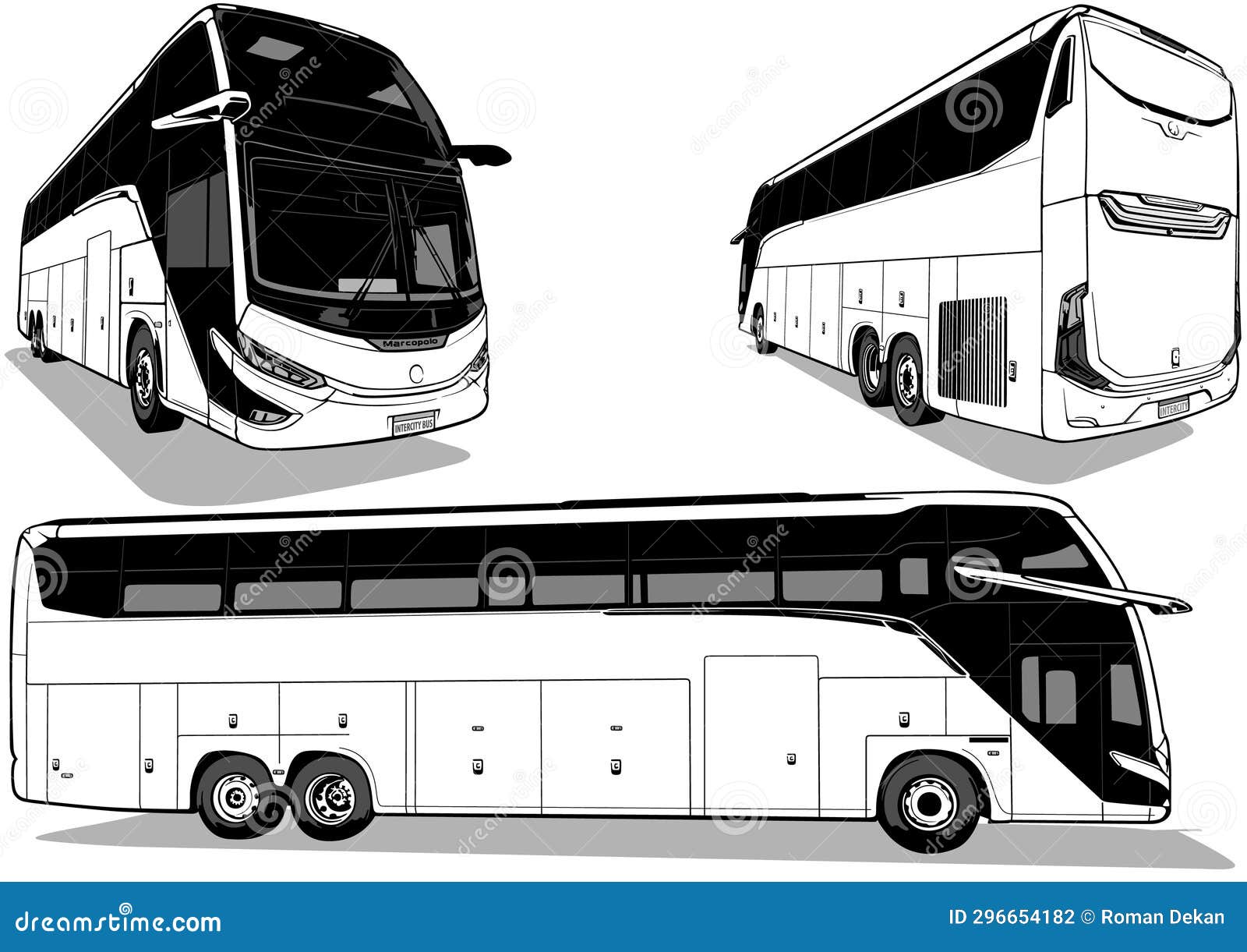 Set of Drawings of a Intercity Bus from Three Views Stock Illustration ...