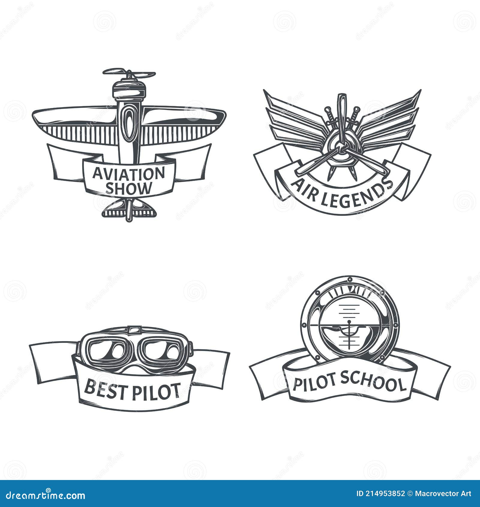 Pilot Icons Set. Flat Design, Linear And Color Styles. Parachute ...