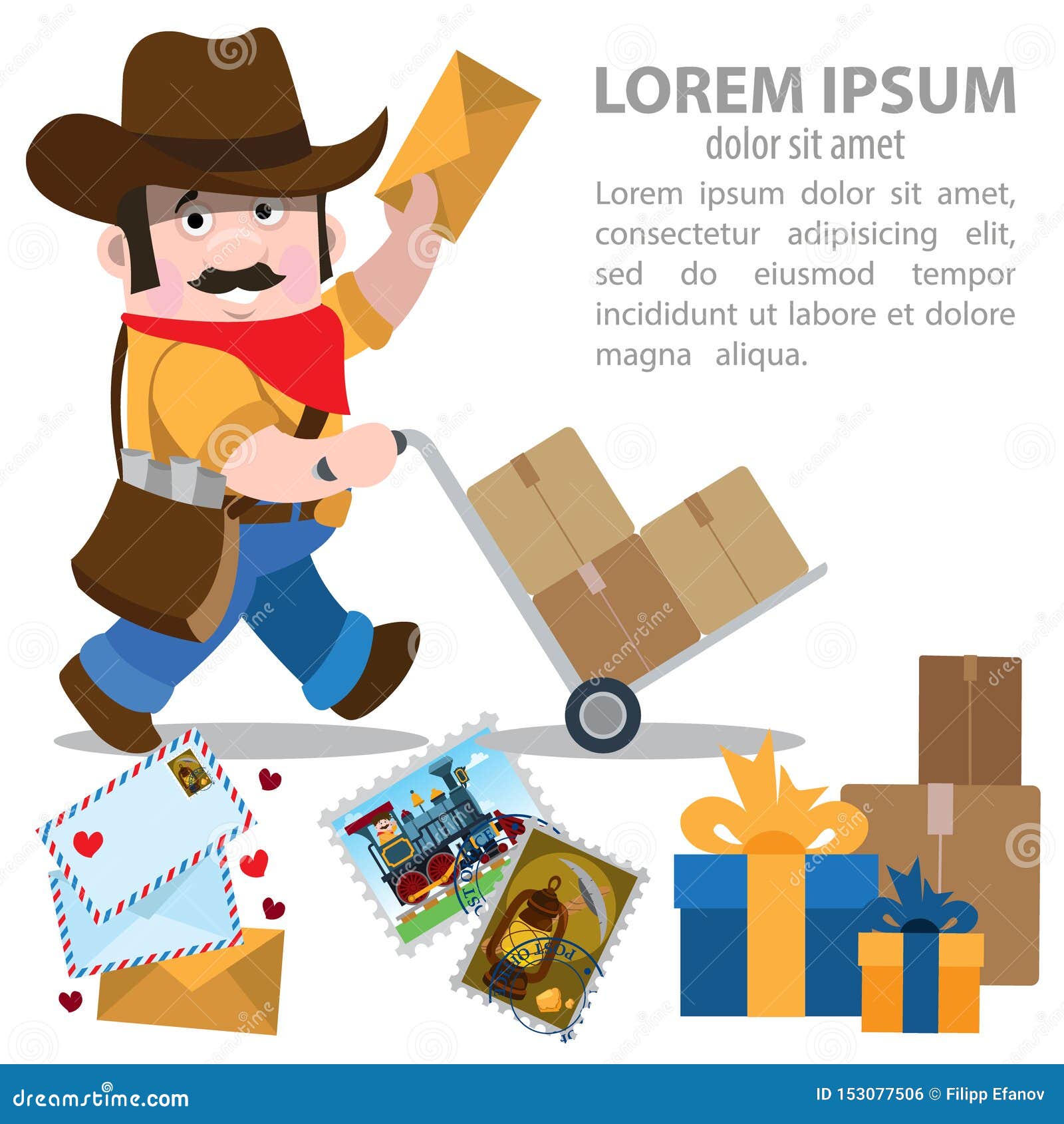 Set of Drawings on the Theme of Old Mail. Express Delivery of Letters ...