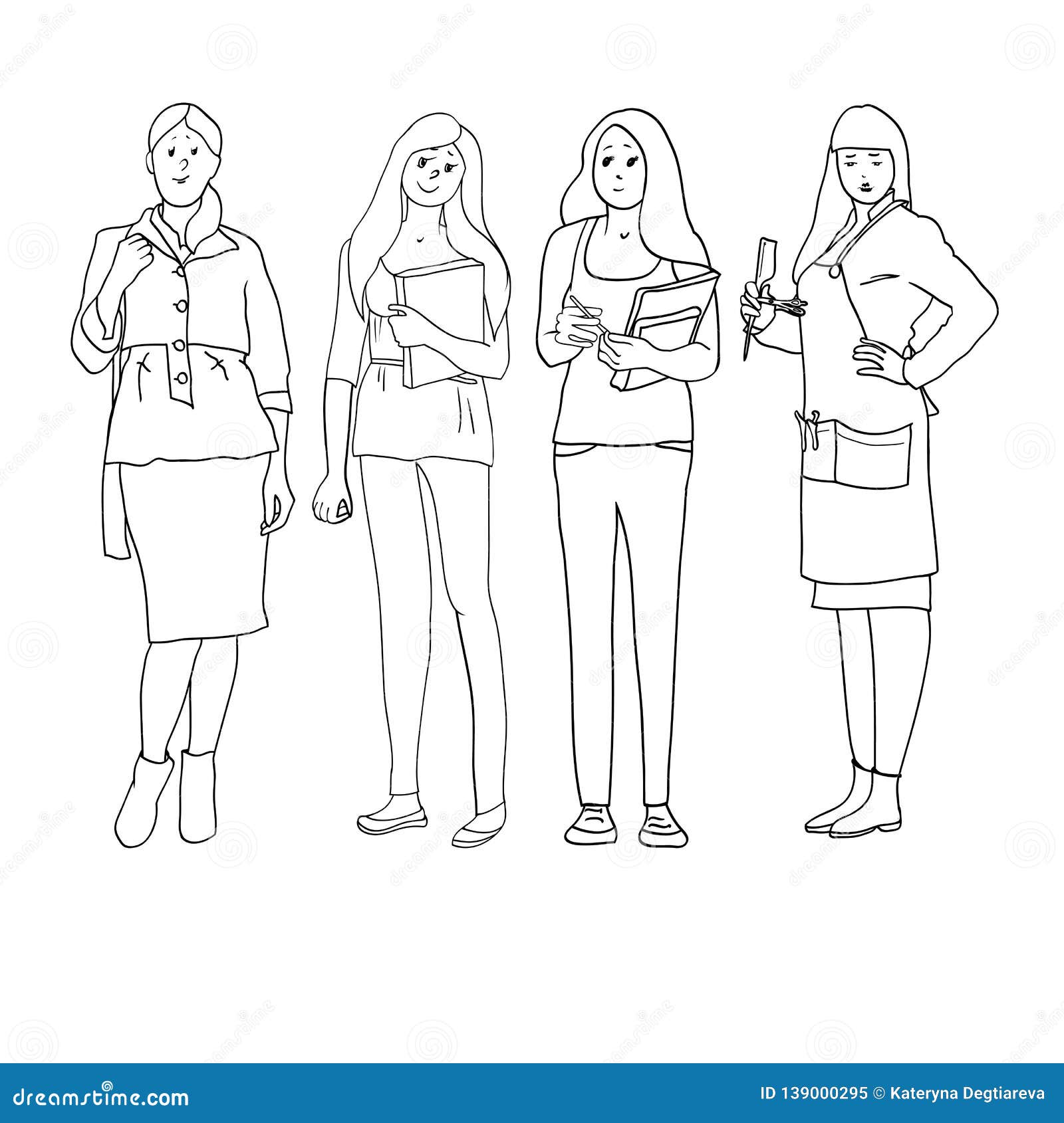 Female professions stock illustration. Illustration of comic - 139000295