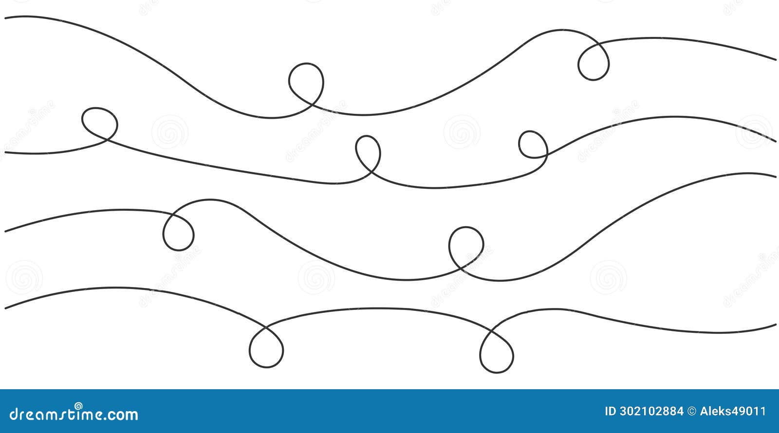 Set of Drawn Lines. Abstract Drawing. Linear Curls.Vector Illustration ...