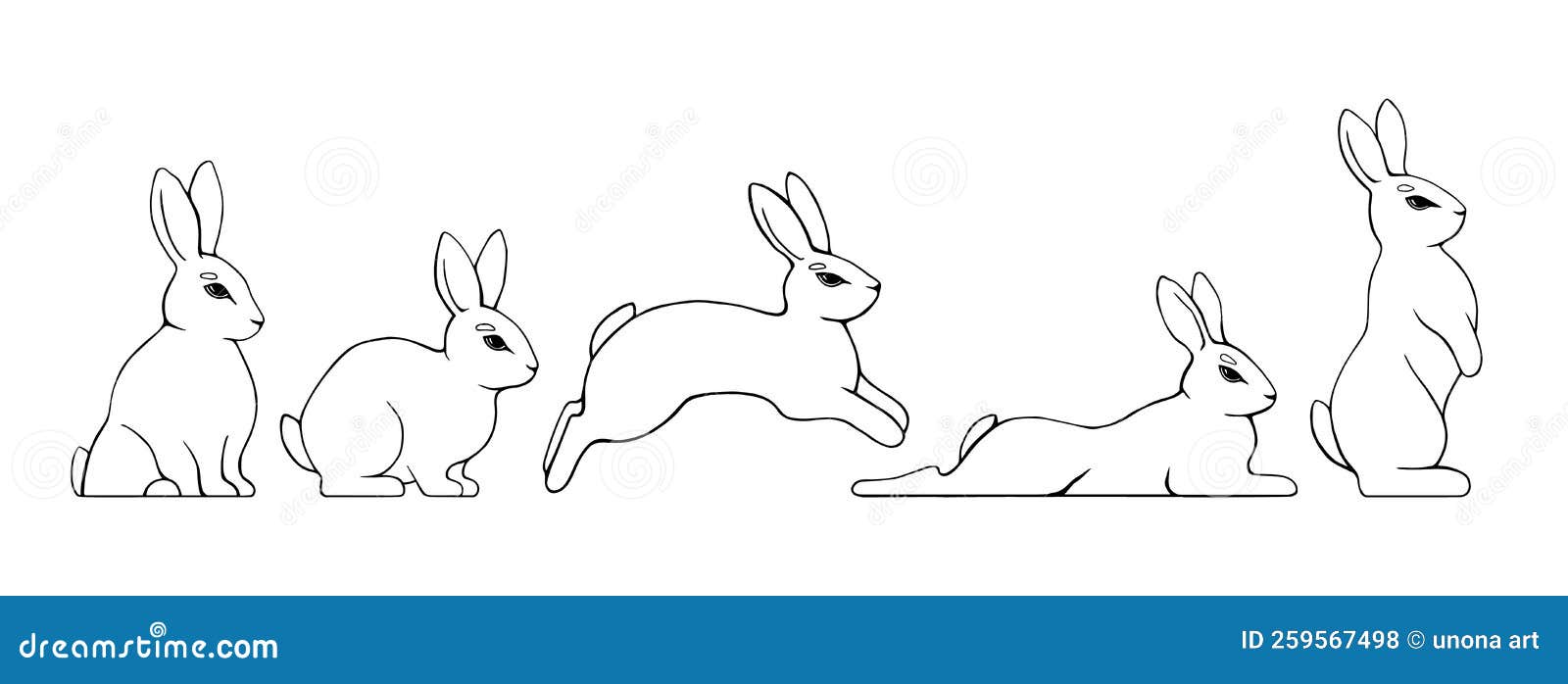 Set of Drawn Rabbits. Vector Black and White Stock Vector ... Set of Drawn Rabbits. Vector Black and White Stock Vector ...