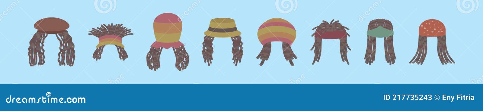 Set of Dreads Cartoon Icon Design Template with Various Models. Vector ...