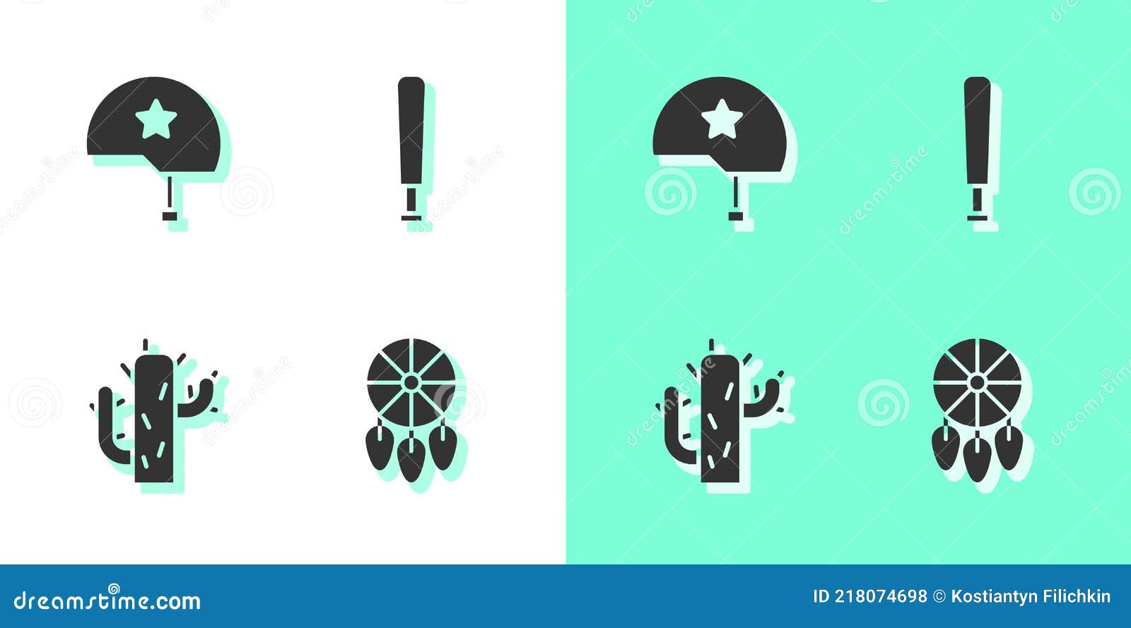 Set Dream Catcher with Feathers, Military Helmet, Cactus and Baseball ...