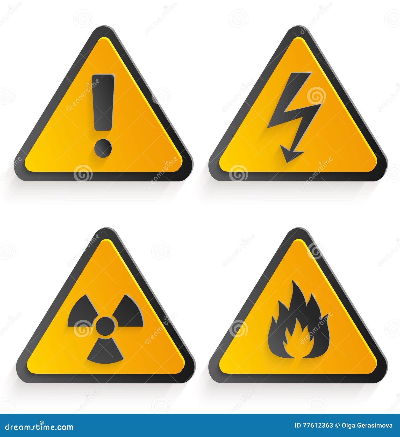 Set Dreieckige Warnende Gefahr-Zeichen Vektor Abbildung - Illustration ...