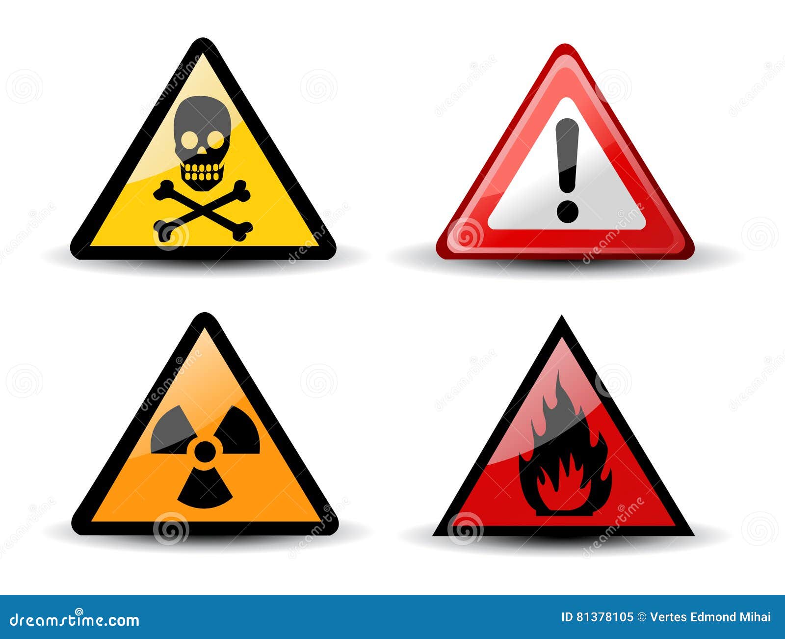 Set Dreieckige Warnende Gefahr-Zeichen Vektor Abbildung - Illustration ...