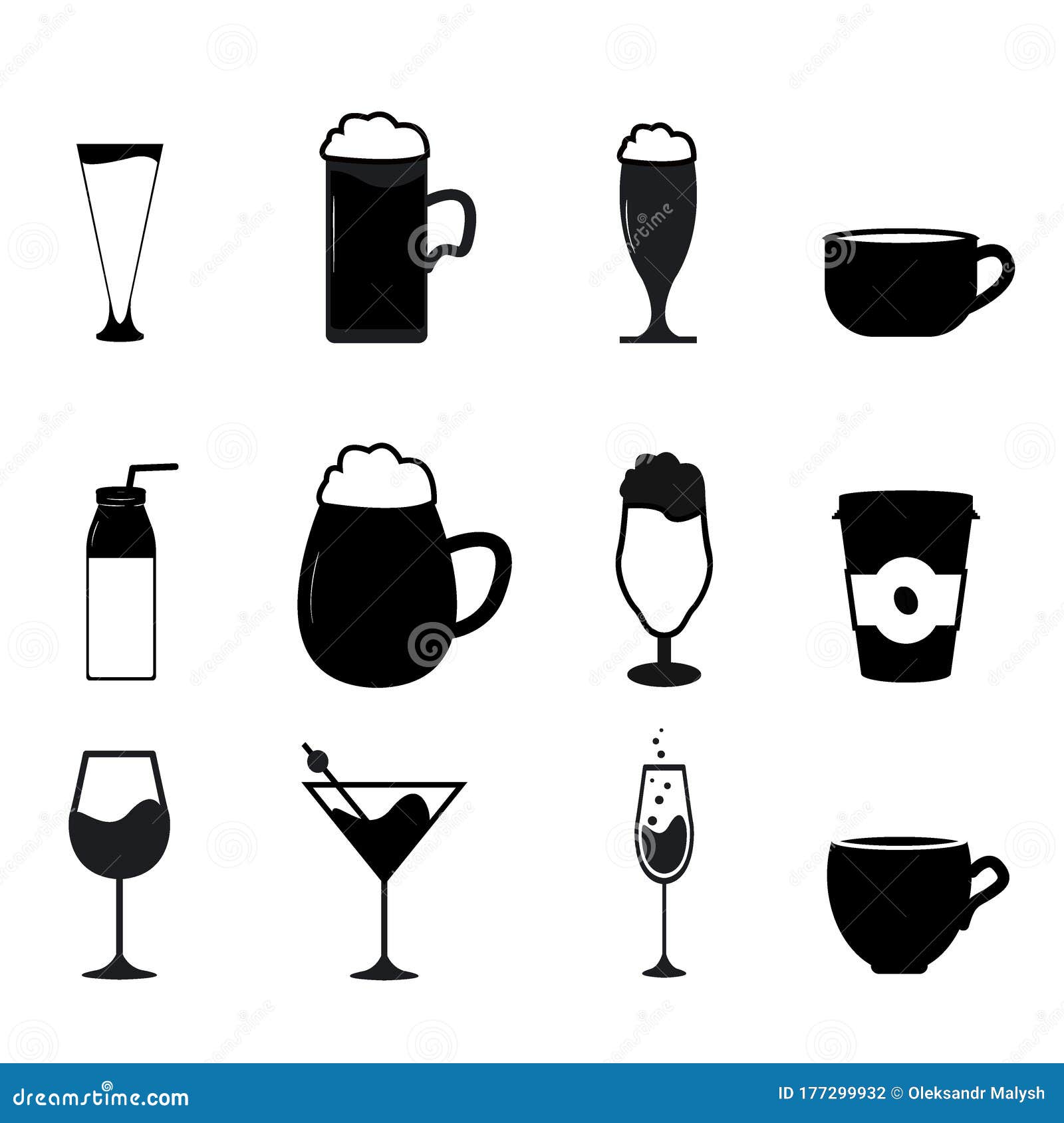 Set of Drink Icon Variations. Symbol Beverage Design Stock Vector ...