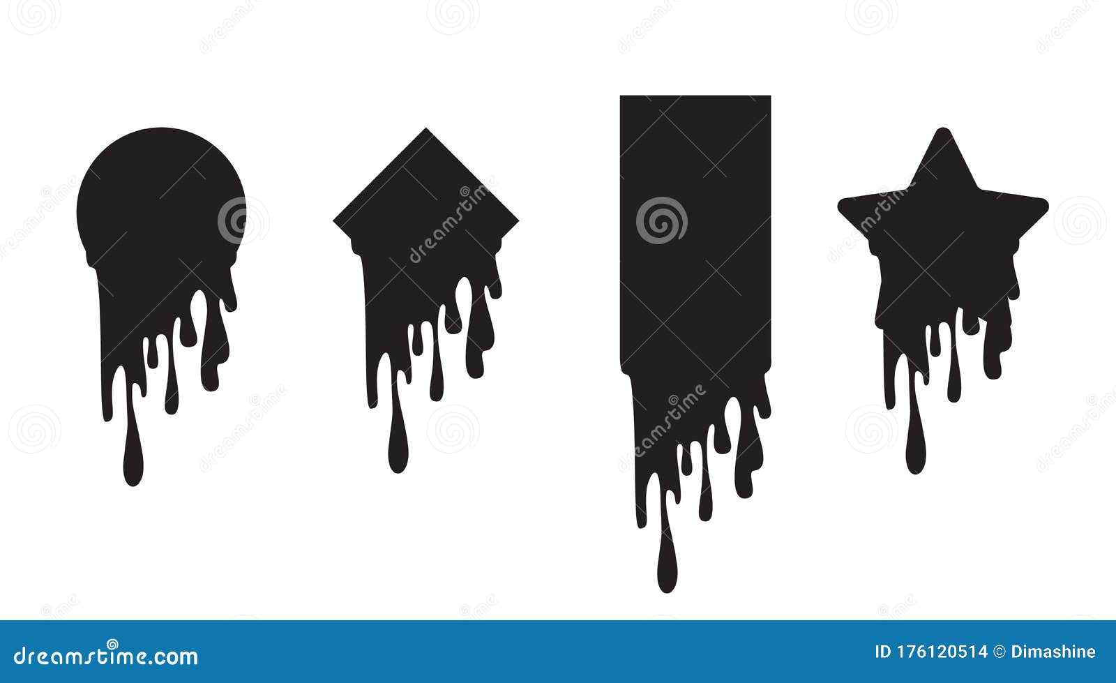 Set of Dripping Paint Icon Set. Current Liquid Stains, Inks. Paint ...