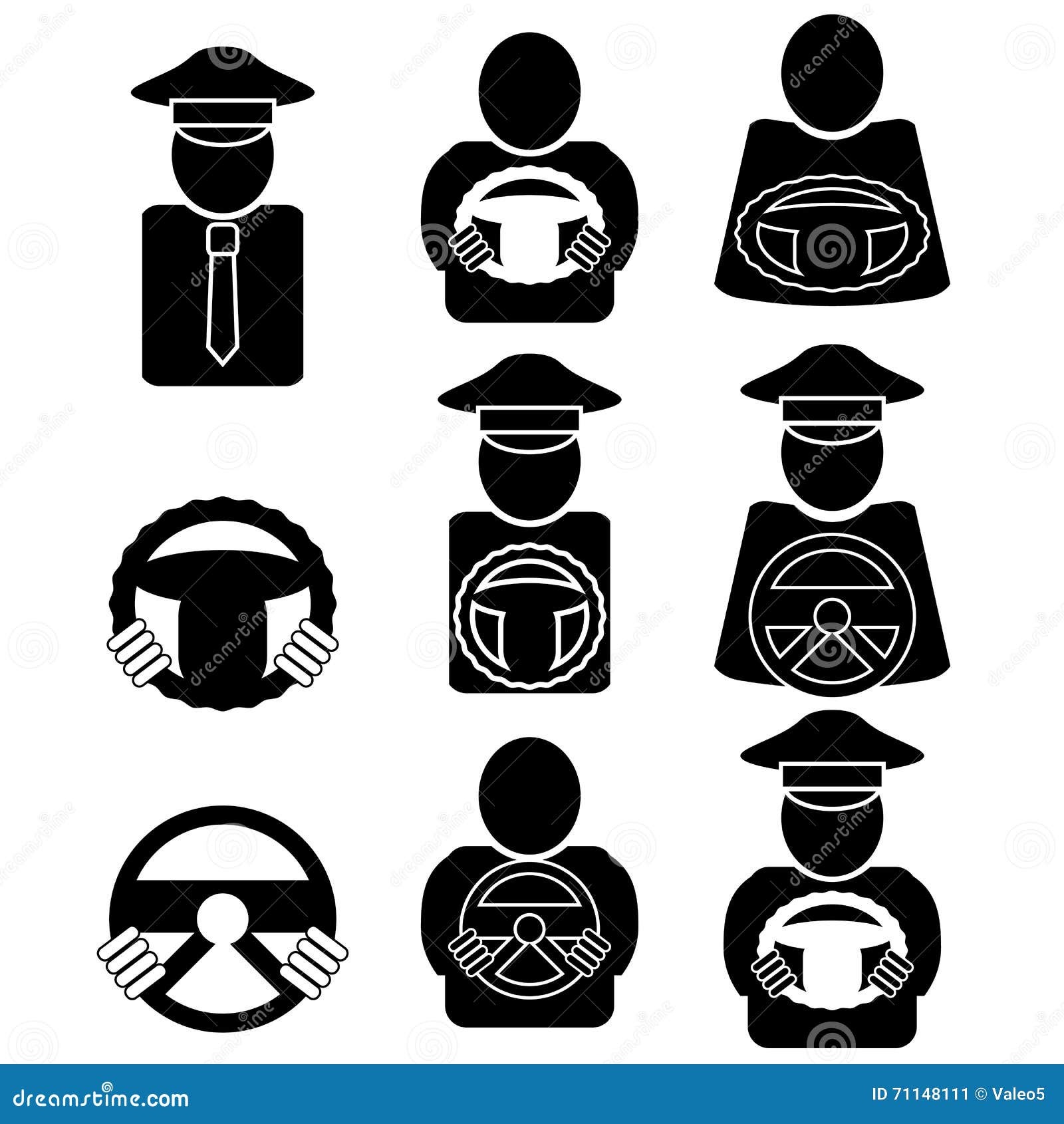 Set of Driver Icons on White Background. Stock Vector - Illustration of ...