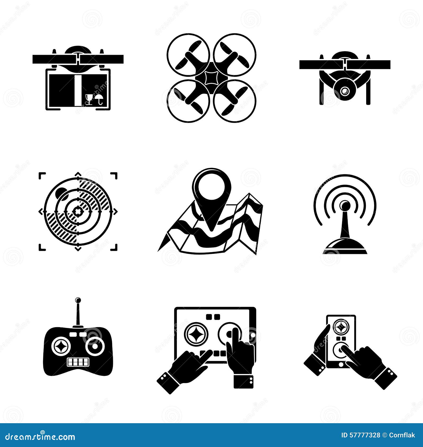 Set of Drone Icons - with Box, Top View Stock Vector - Illustration of ...