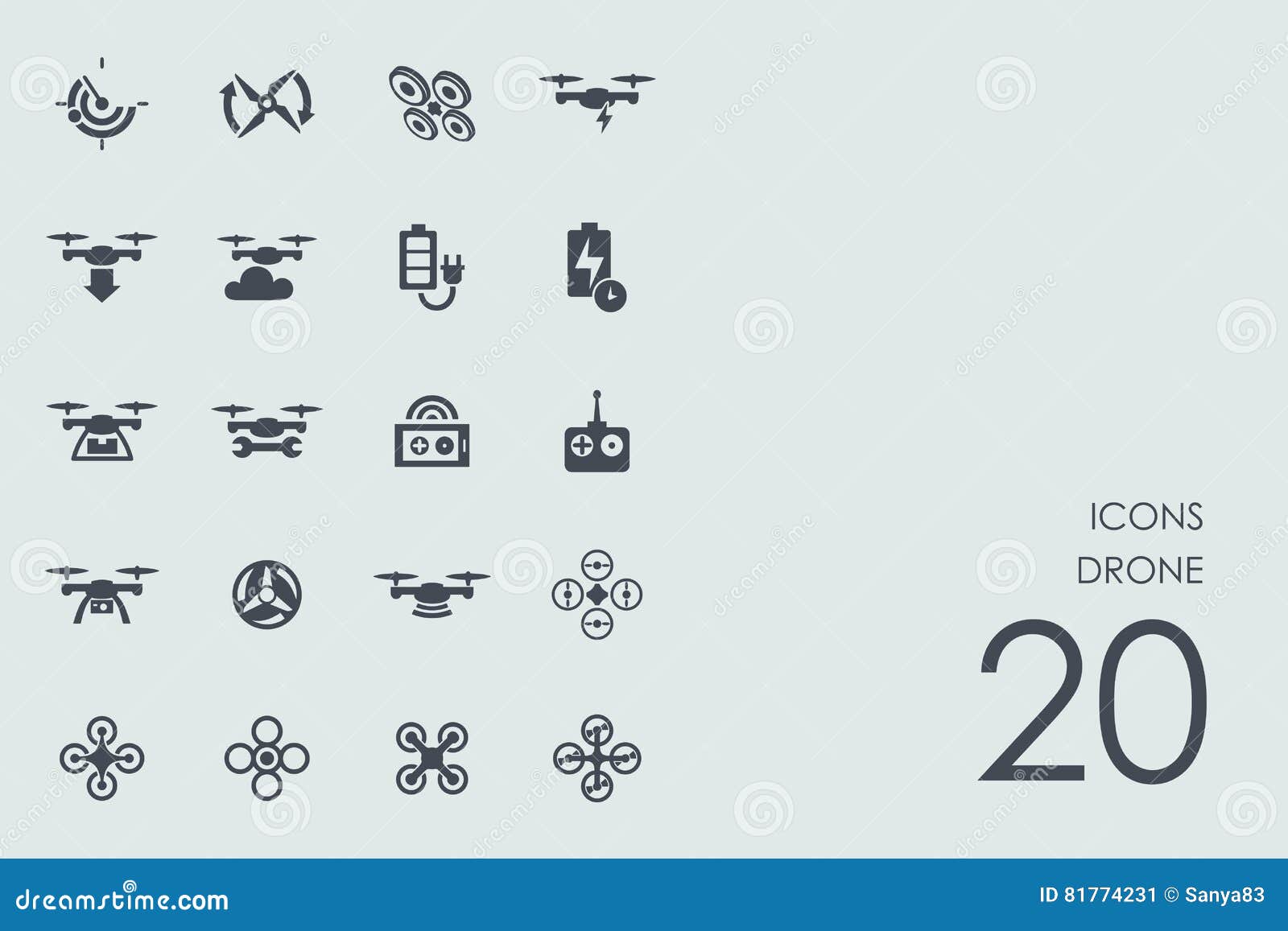 Set of drone icons stock vector. Illustration of control - 81774231